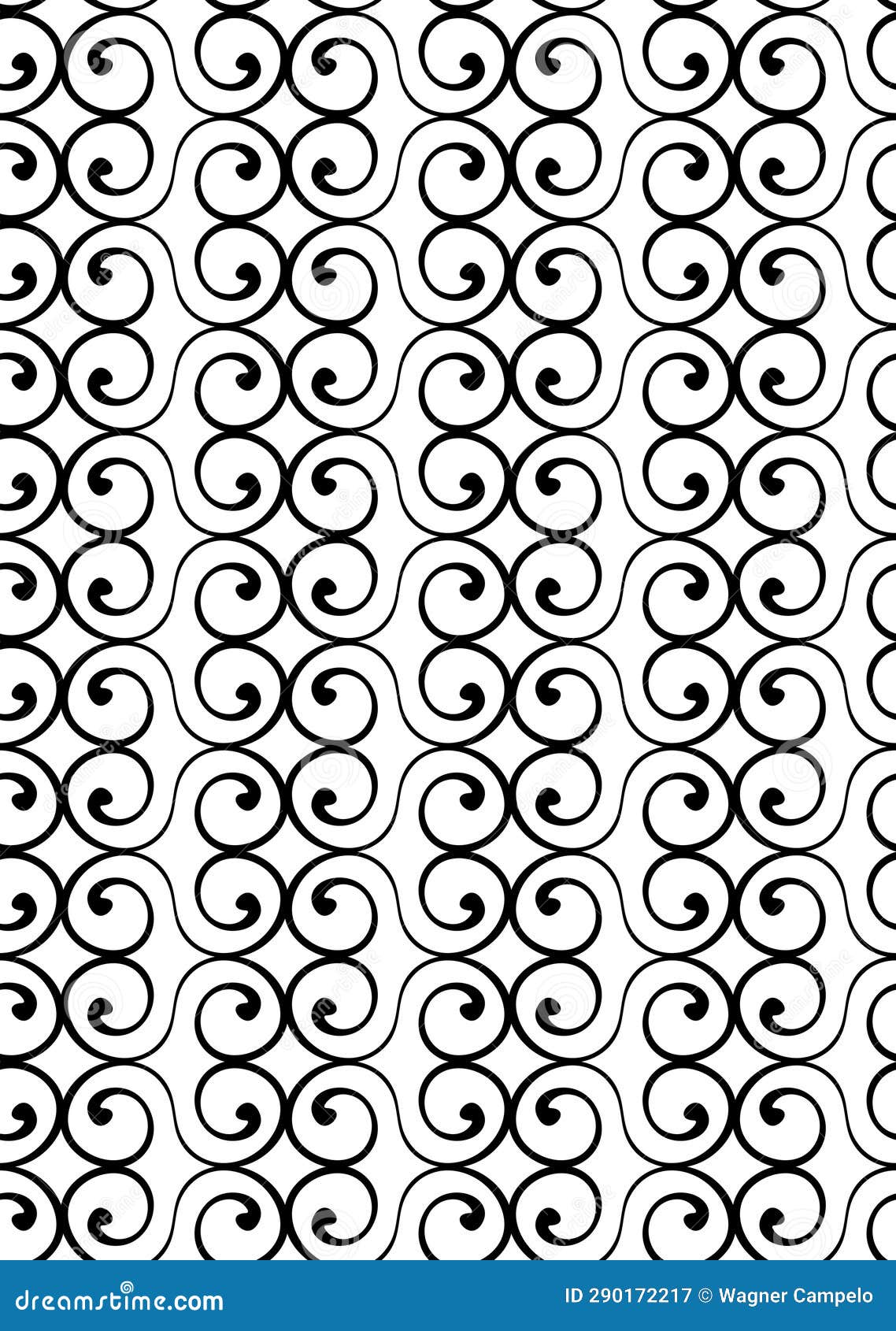 Seamless Pattern With Volutes In Black And White Stock Illustration ...