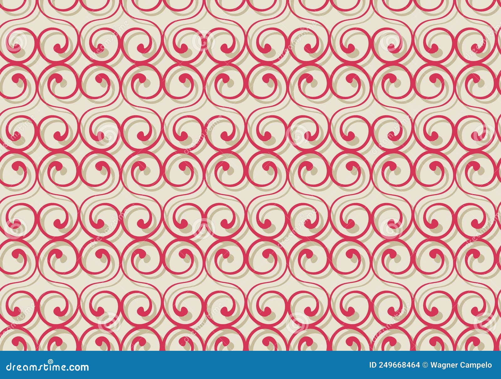 Seamless Pattern with Volutes in 3 Colors Stock Illustration ...