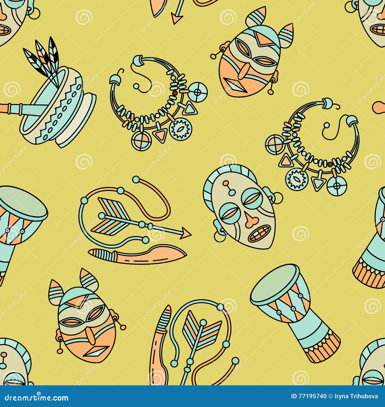 Seamless Pattern with Voodoo Symbols. Stock Vector - Illustration of ...