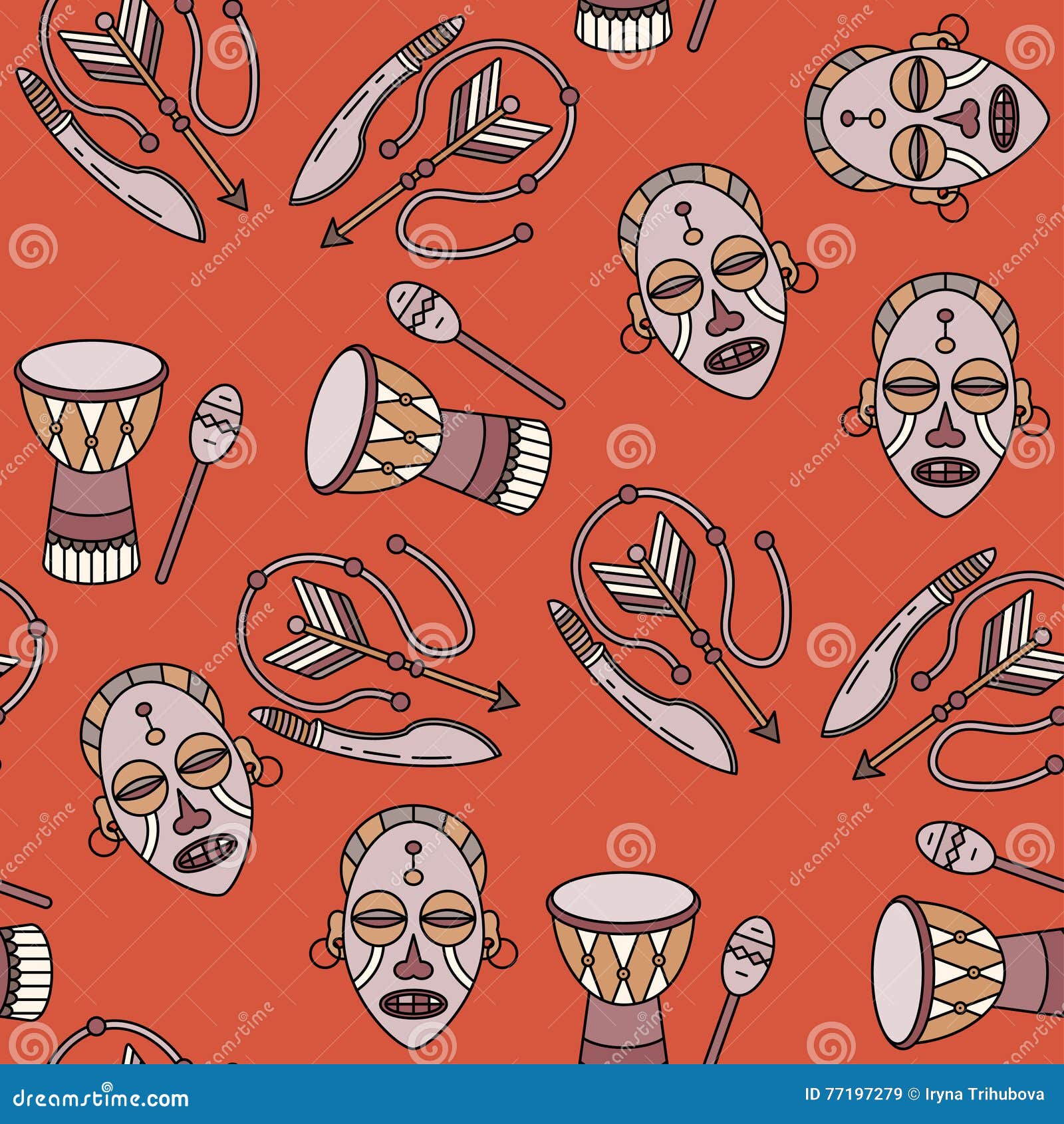 Seamless Pattern with Voodoo Symbols. Stock Vector - Illustration of ...