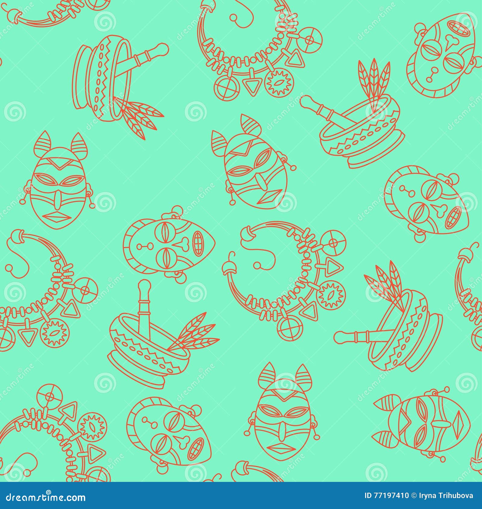 Seamless Pattern with Voodoo Symbols. Stock Vector - Illustration of ...