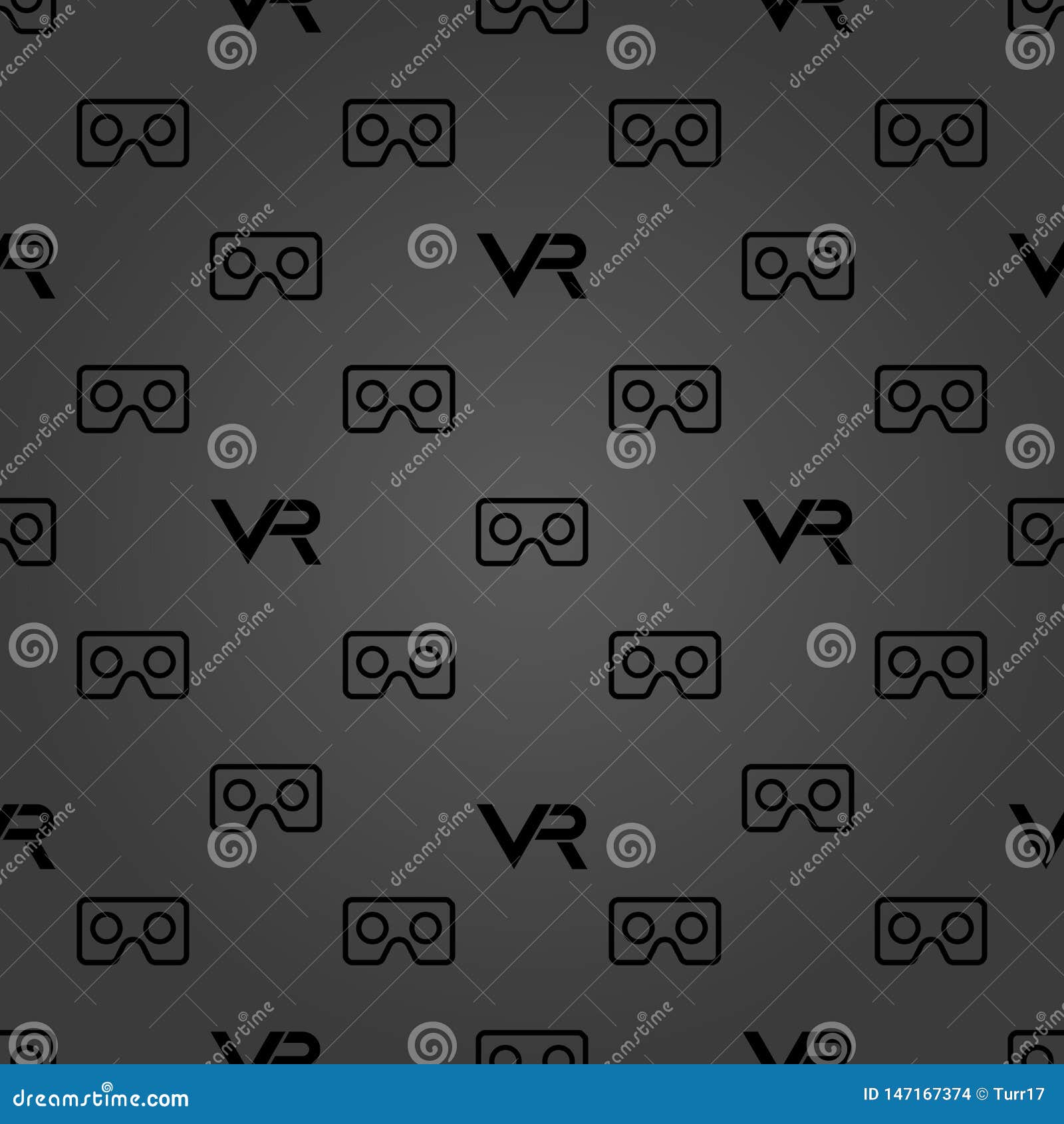 Seamless Pattern with VR Logos Stock Illustration - Illustration of ...