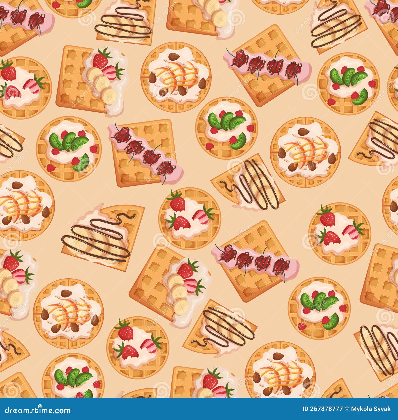 Seamless Pattern with Wafers. Repeated Background with Belgian Waffles ...