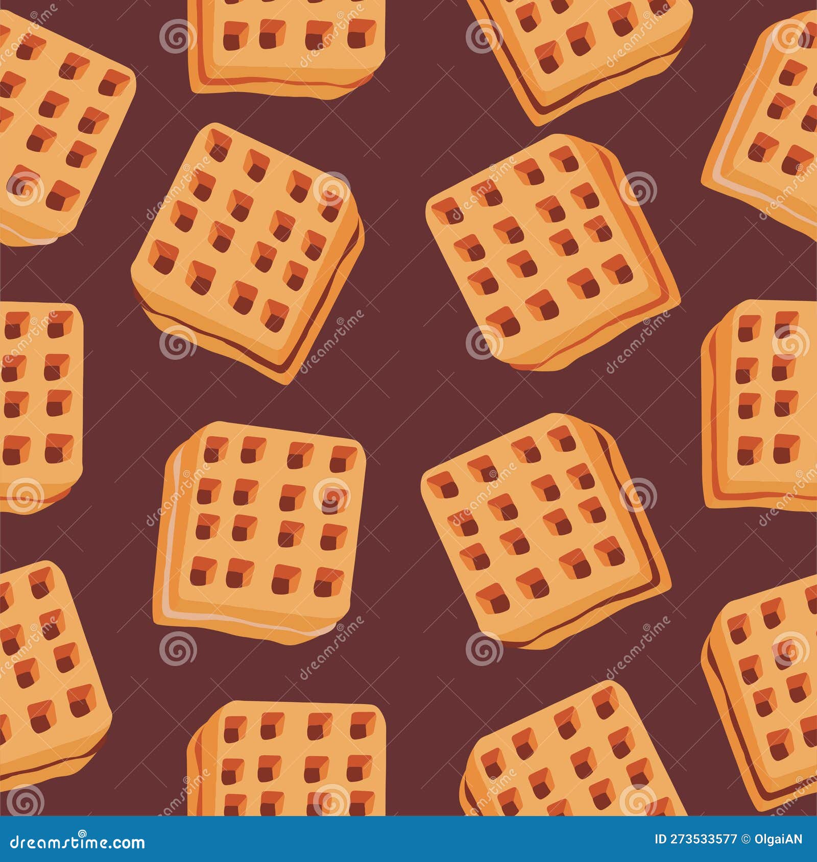 Seamless Pattern Of Waffles With Various Fillings Vector Illustration