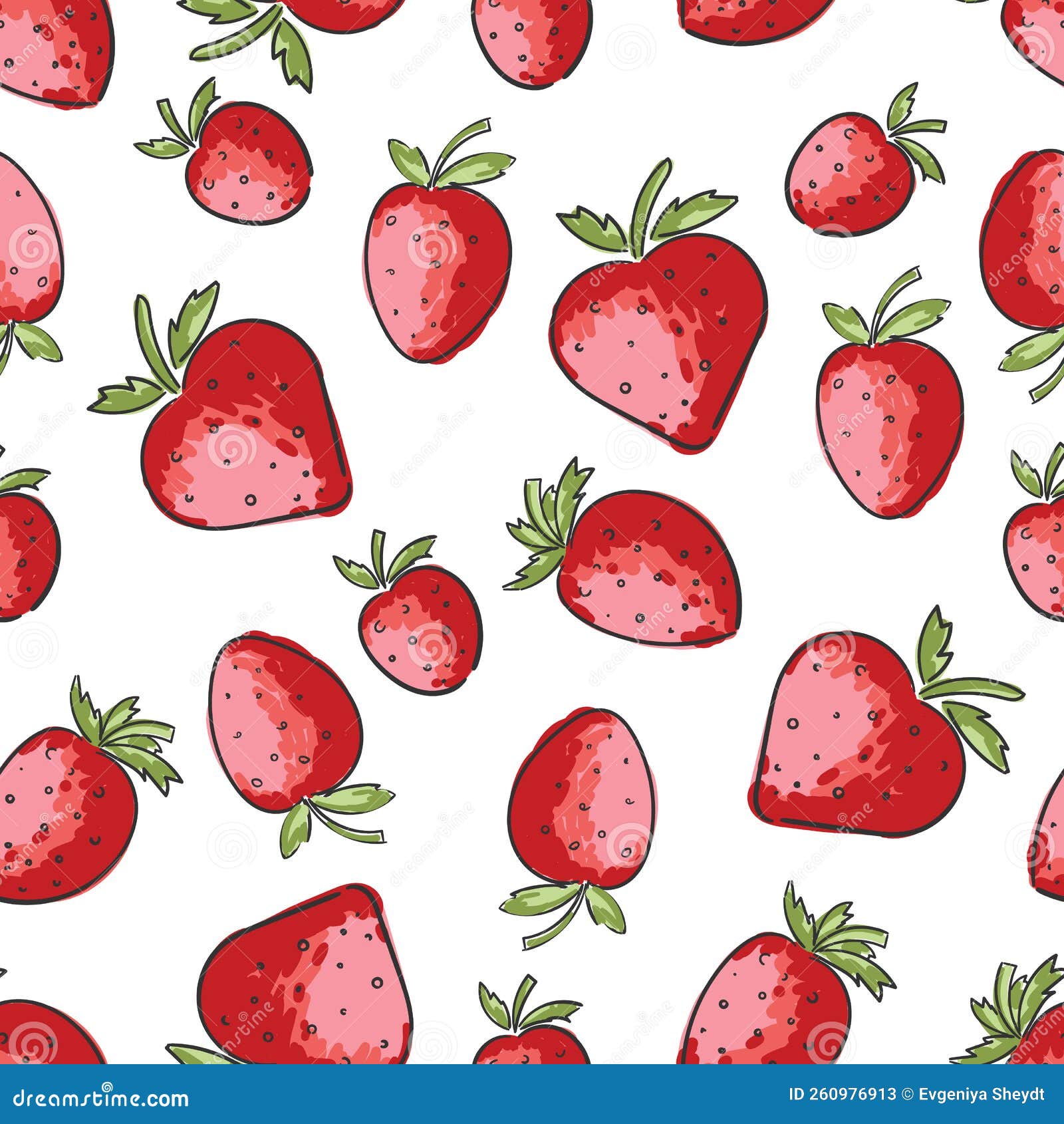 Seamless Pattern, Wallpaper Bright Red Strawberry on White Background ...