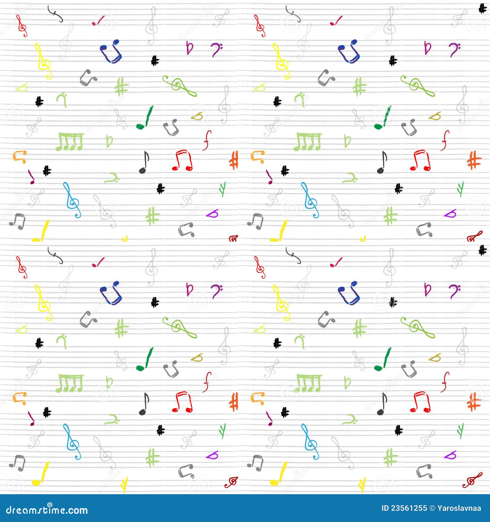 Seamless Pattern Wallpaper of Musical Notes Stock Vector - Illustration ...