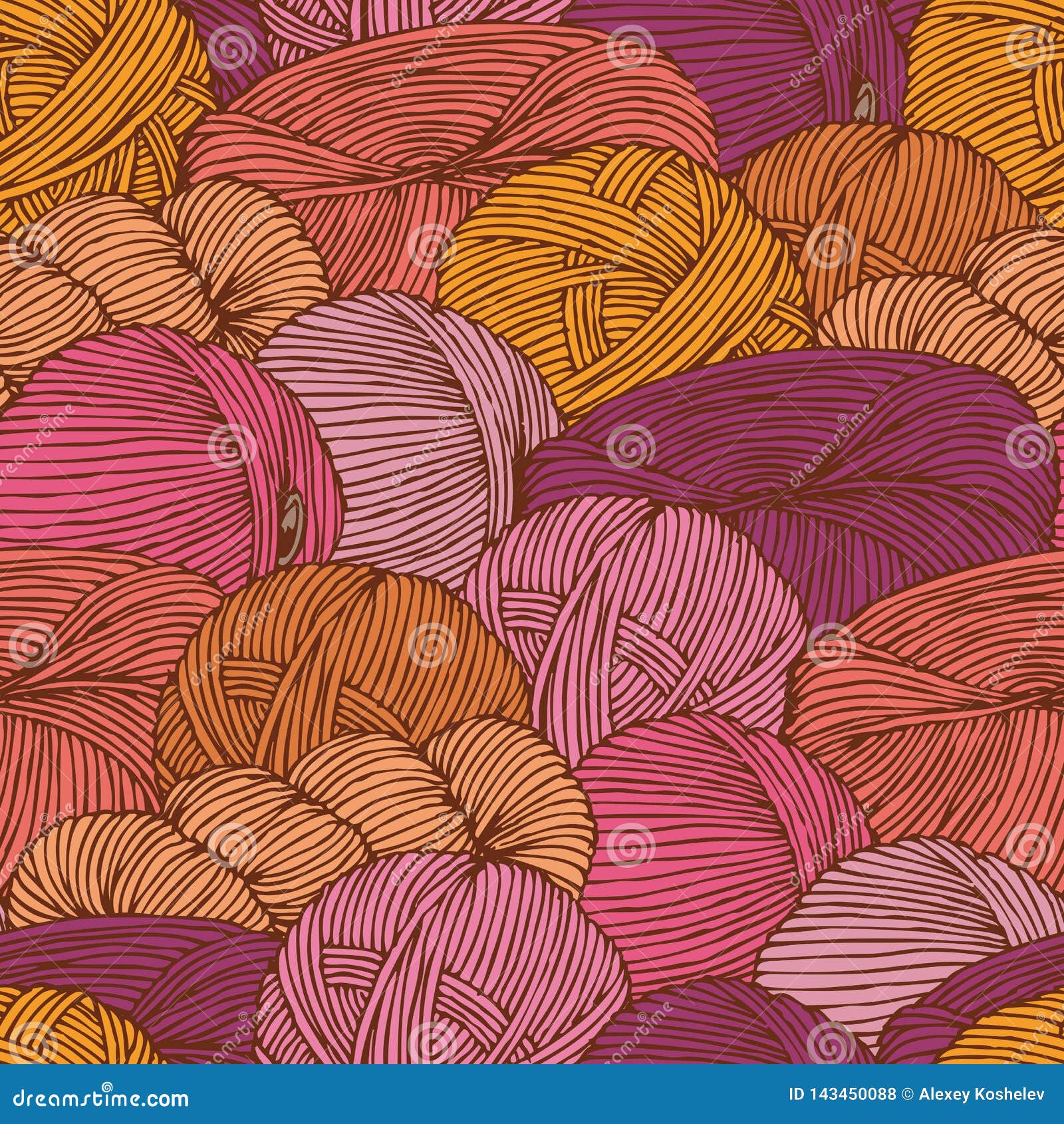 Yarn Hanks, Seamless Background. Cartoon Vector | CartoonDealer.com ...