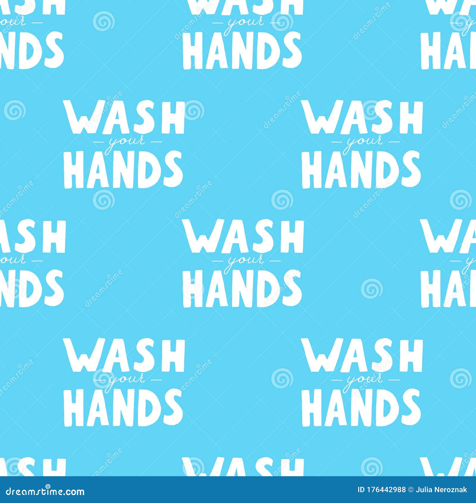 Seamless Pattern with Wash Your Hands Vector Lettering Text Stock ...