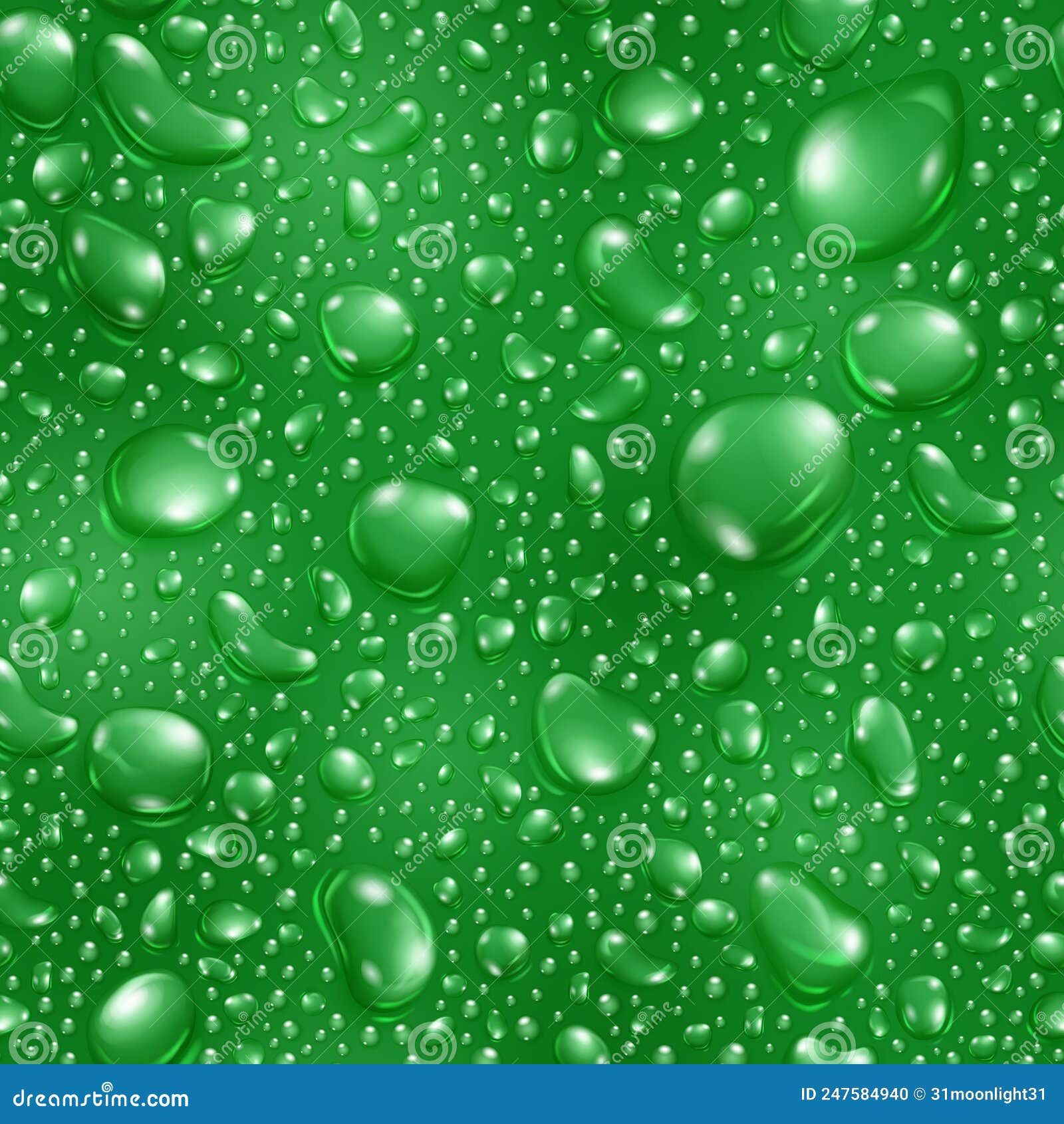 Seamless Pattern of Water Drops Stock Vector - Illustration of green ...
