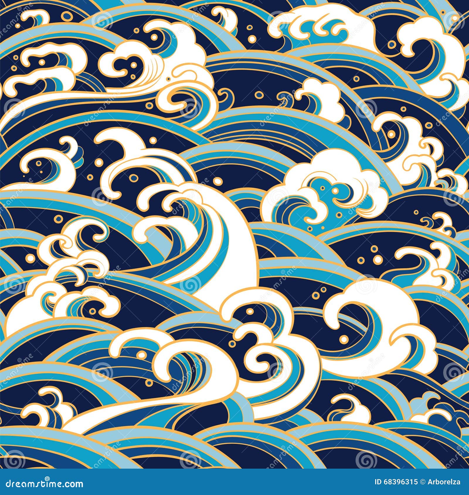 Seamless Pattern with Water Waves and Splashes Stock Vector ...