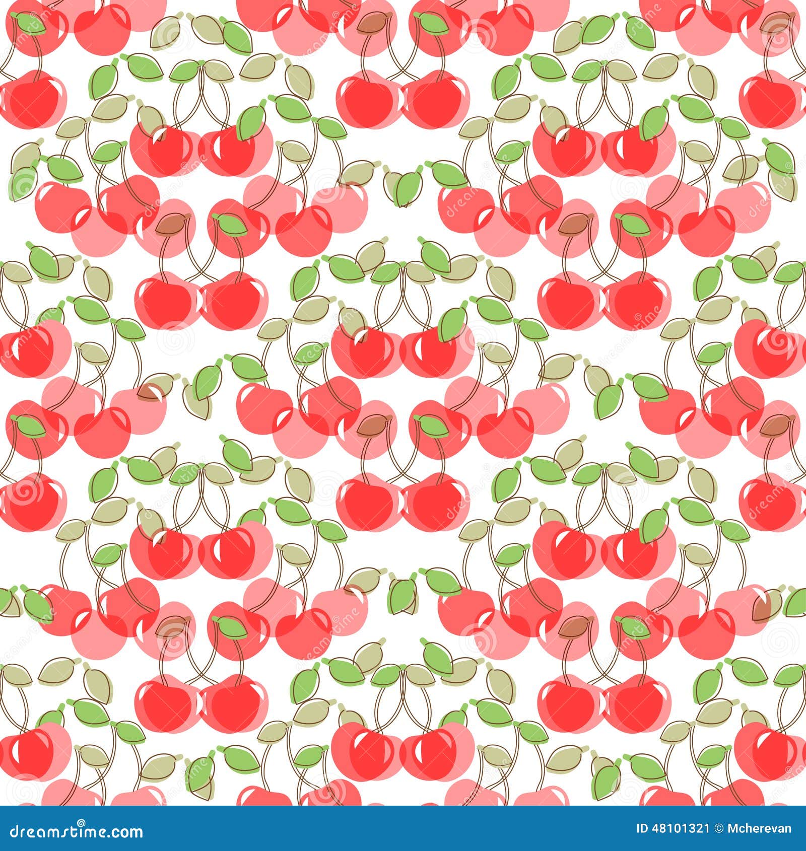 Seamless Pattern with Watercolor Berry Cherry. Endless Repeating Print ...
