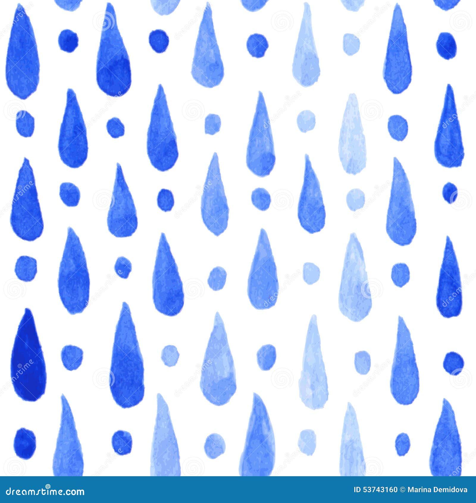 Seamless Pattern with Watercolor Blue Drops Stock Vector - Illustration ...