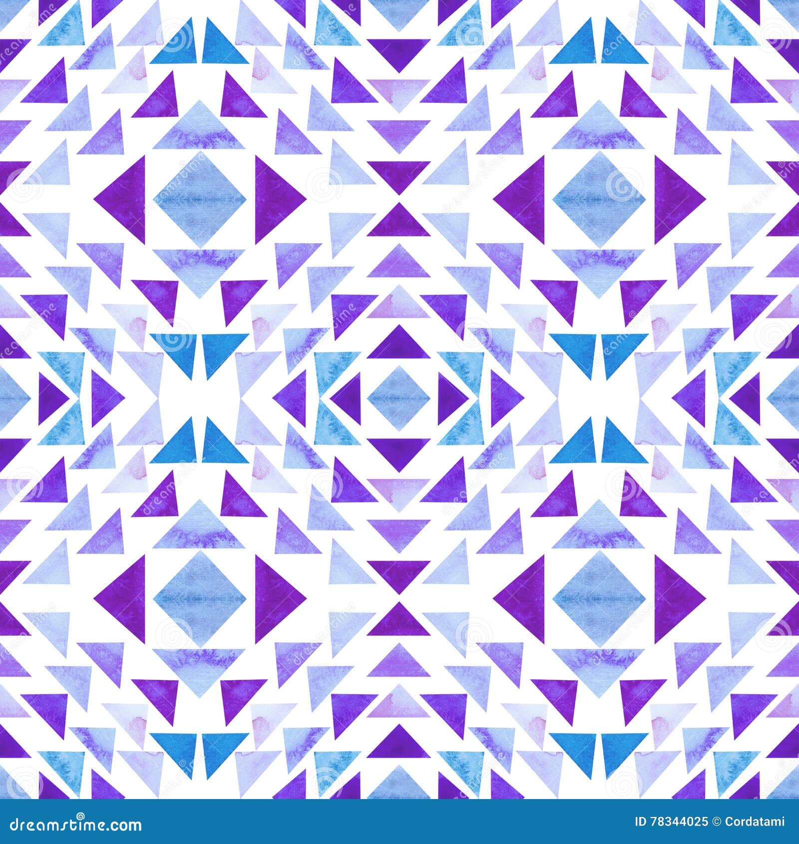 Seamless Pattern with Watercolor Blue and Violet Triangles Stock ...