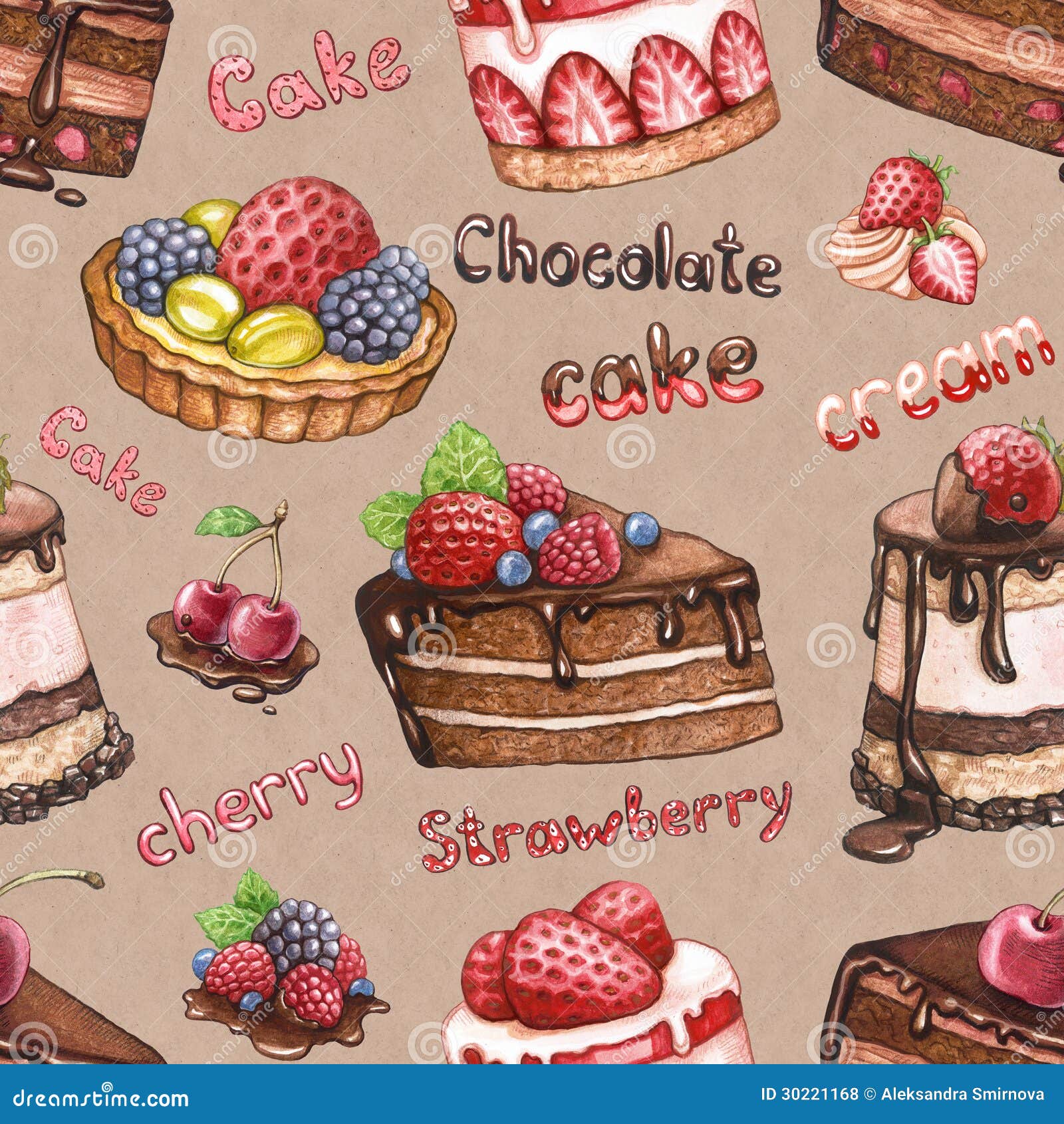 Seamless Pattern with Cake Illustrations Stock Illustration ...