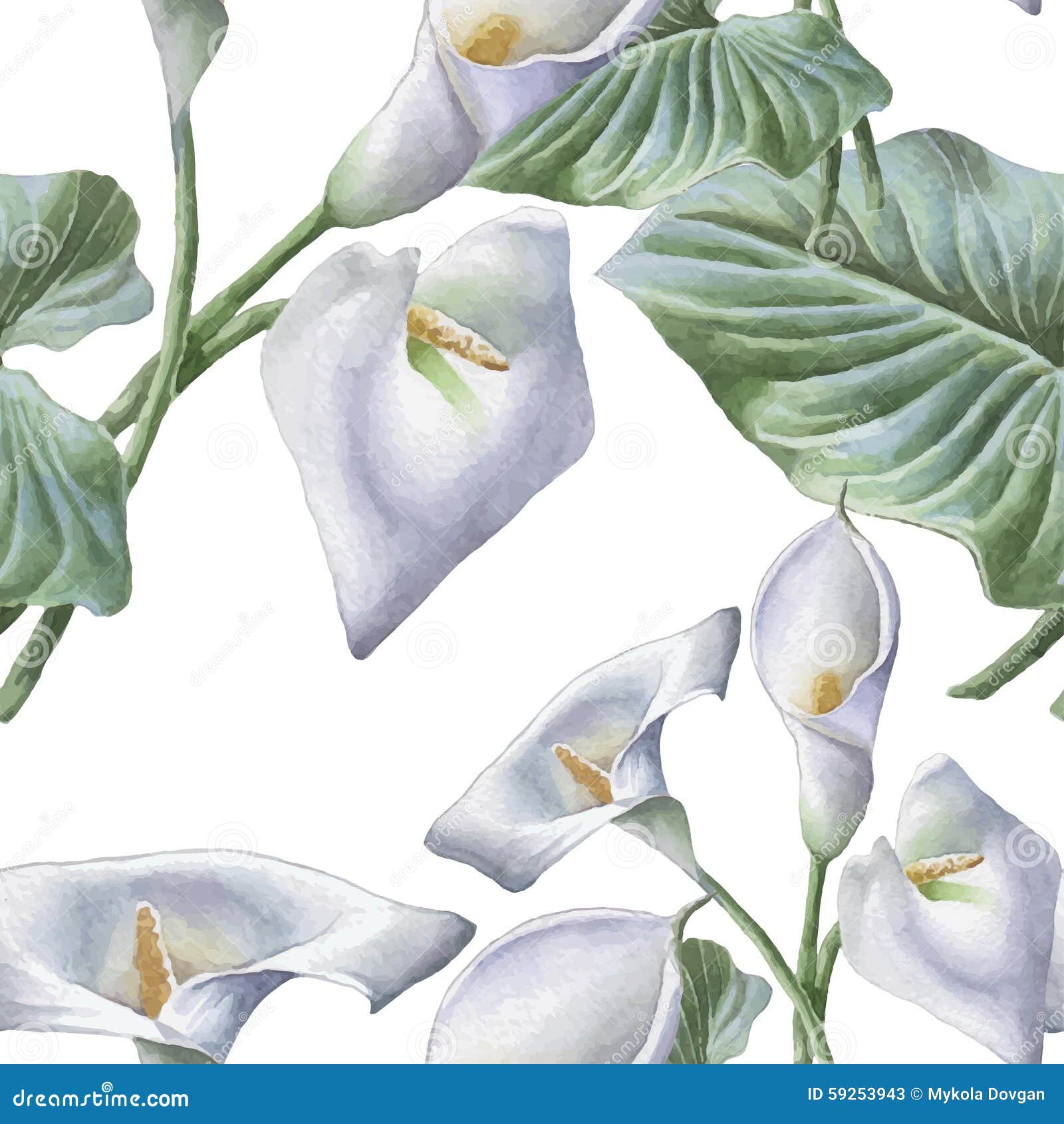Seamless Pattern with Watercolor Calla. Stock Illustration ...