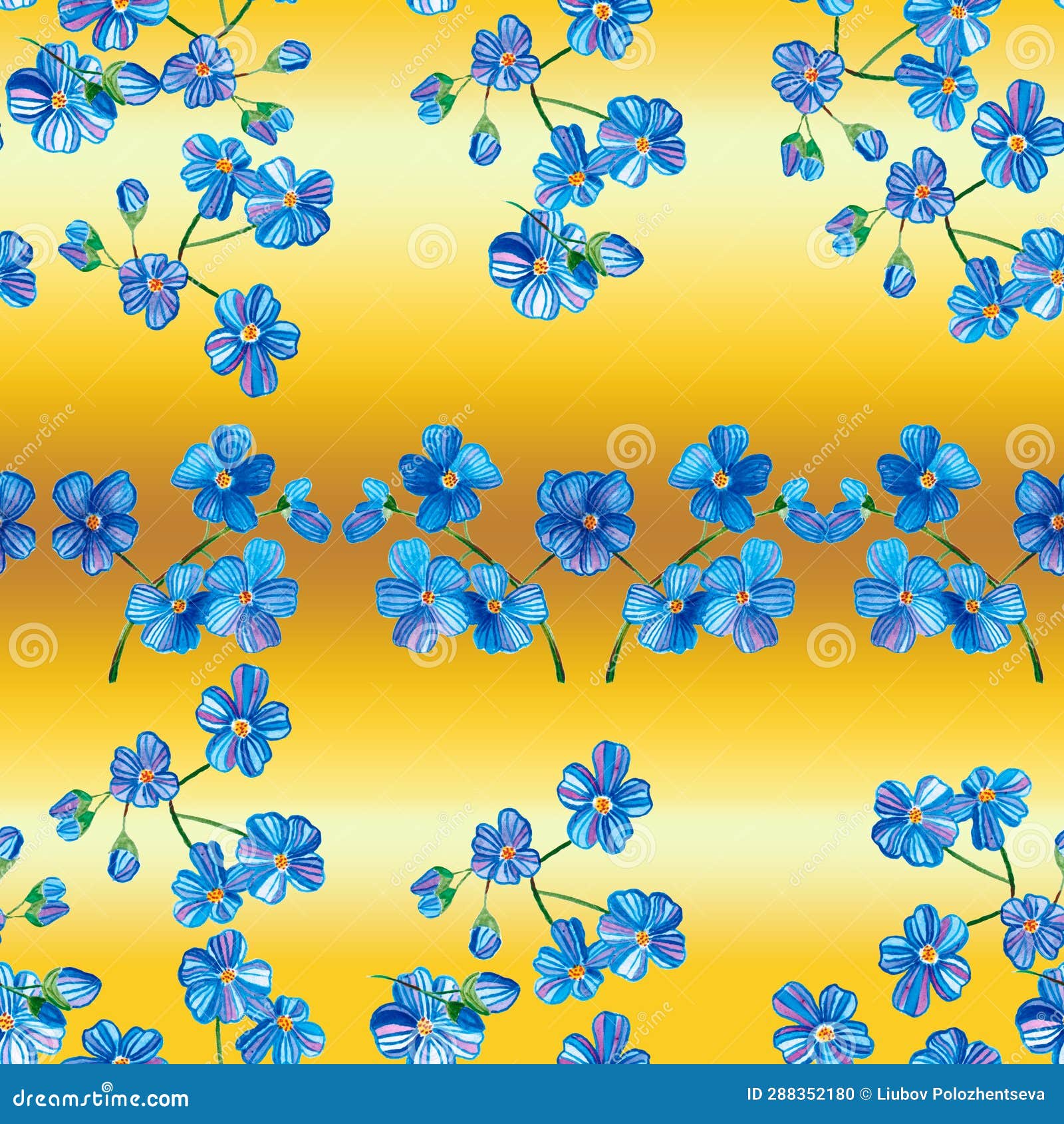 Seamless Pattern with Watercolor Colors Blue - Forget-me-not Stock ...