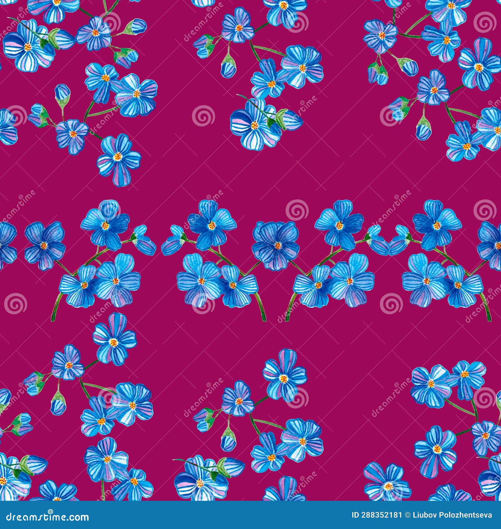 Seamless Pattern with Watercolor Colors Blue - Forget-me-not Stock ...