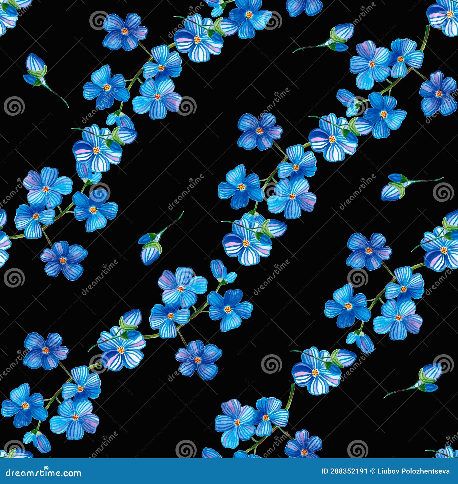 Seamless Pattern with Watercolor Colors Blue - Forget-me-not Stock ...
