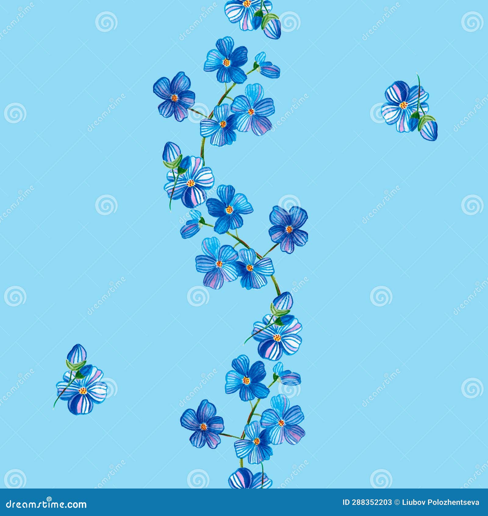 Seamless Pattern with Watercolor Colors Blue - Forget-me-not Stock ...