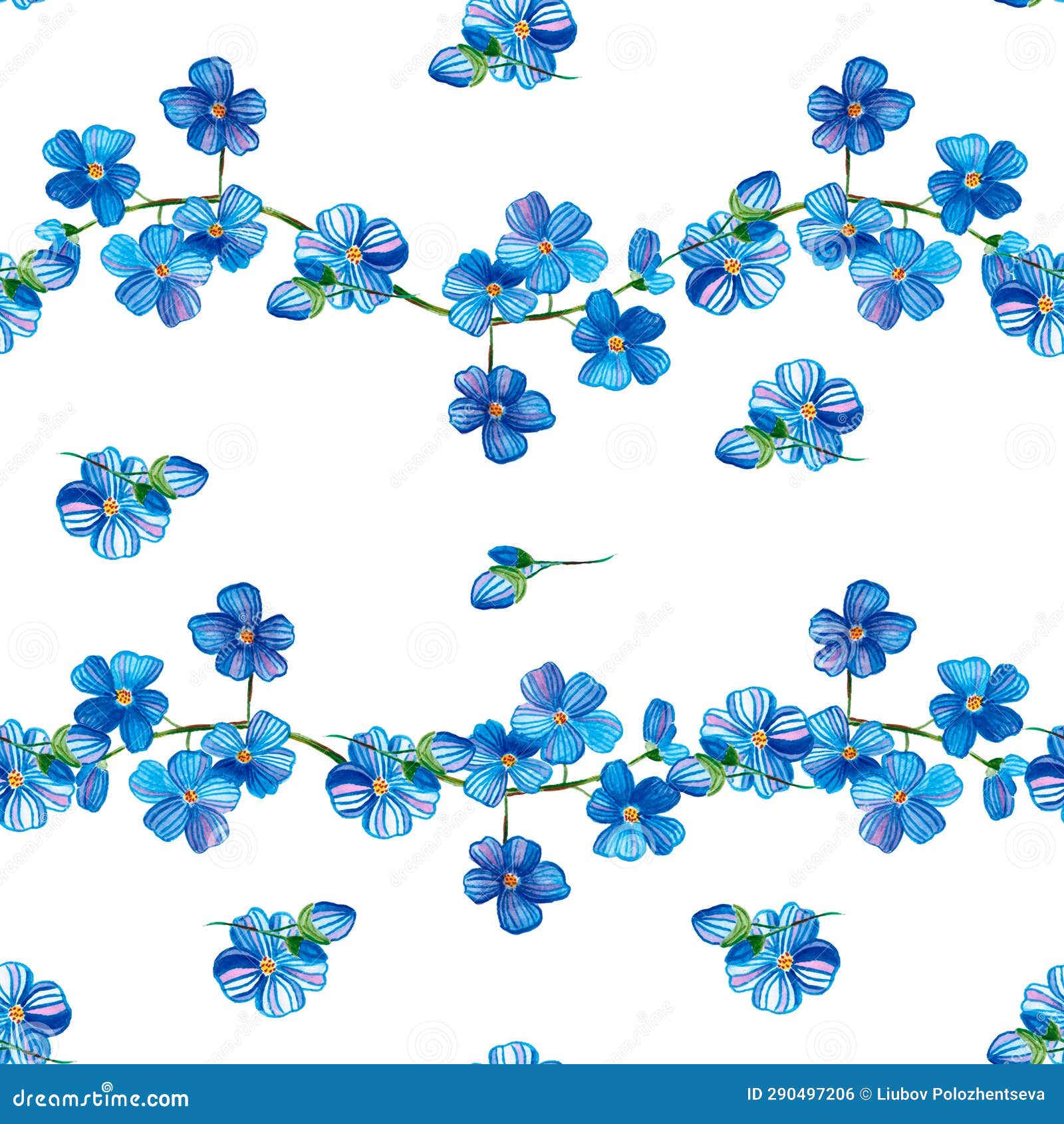 Seamless Pattern with Watercolor Colors Blue - Forget-me-not Stock ...