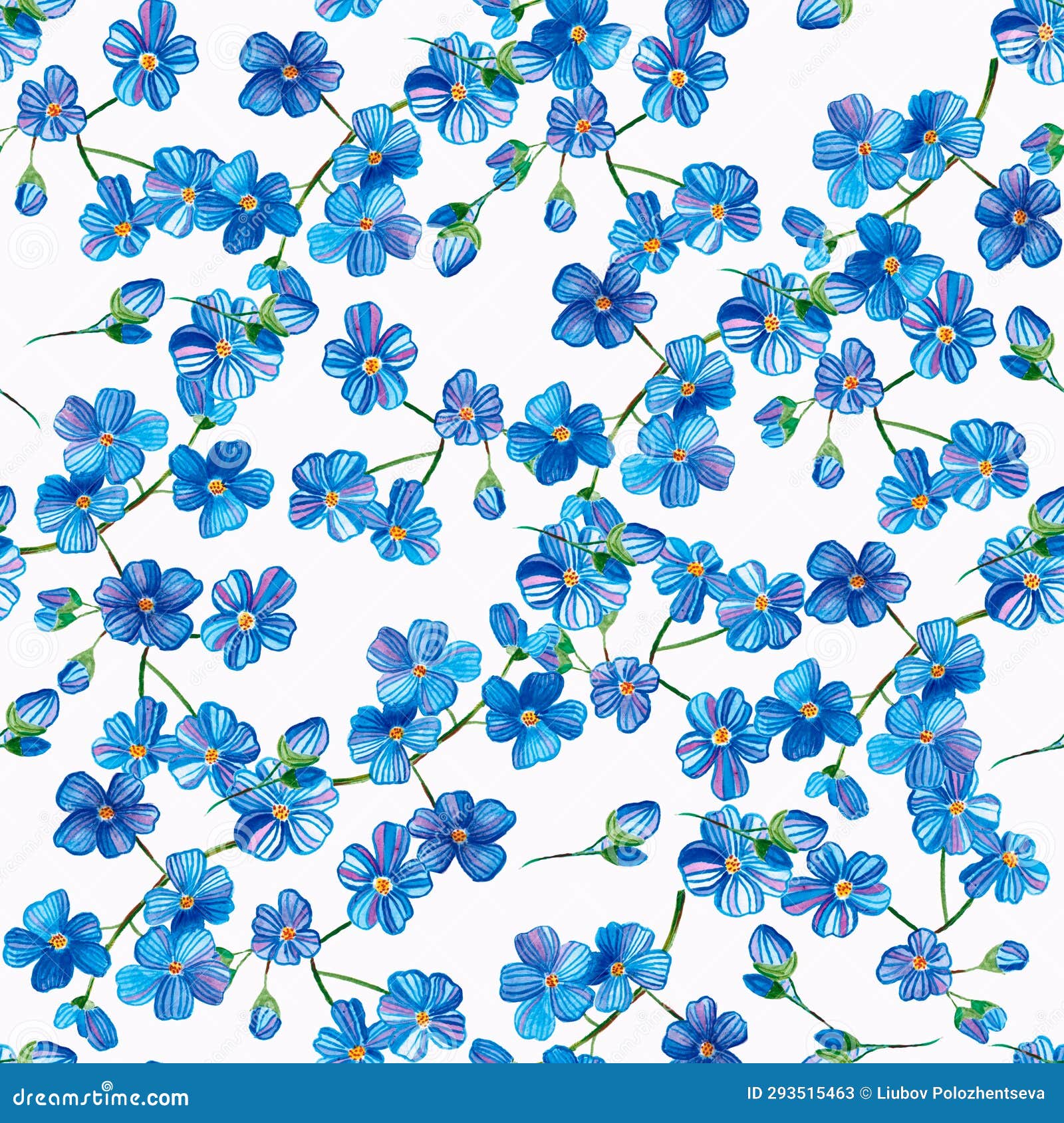 Seamless Pattern with Watercolor Colors Blue - Forget-me-not Stock ...