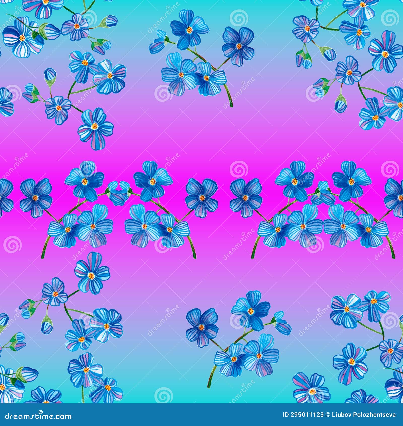 Seamless Pattern with Watercolor Colors Blue - Forget-me-not Stock ...