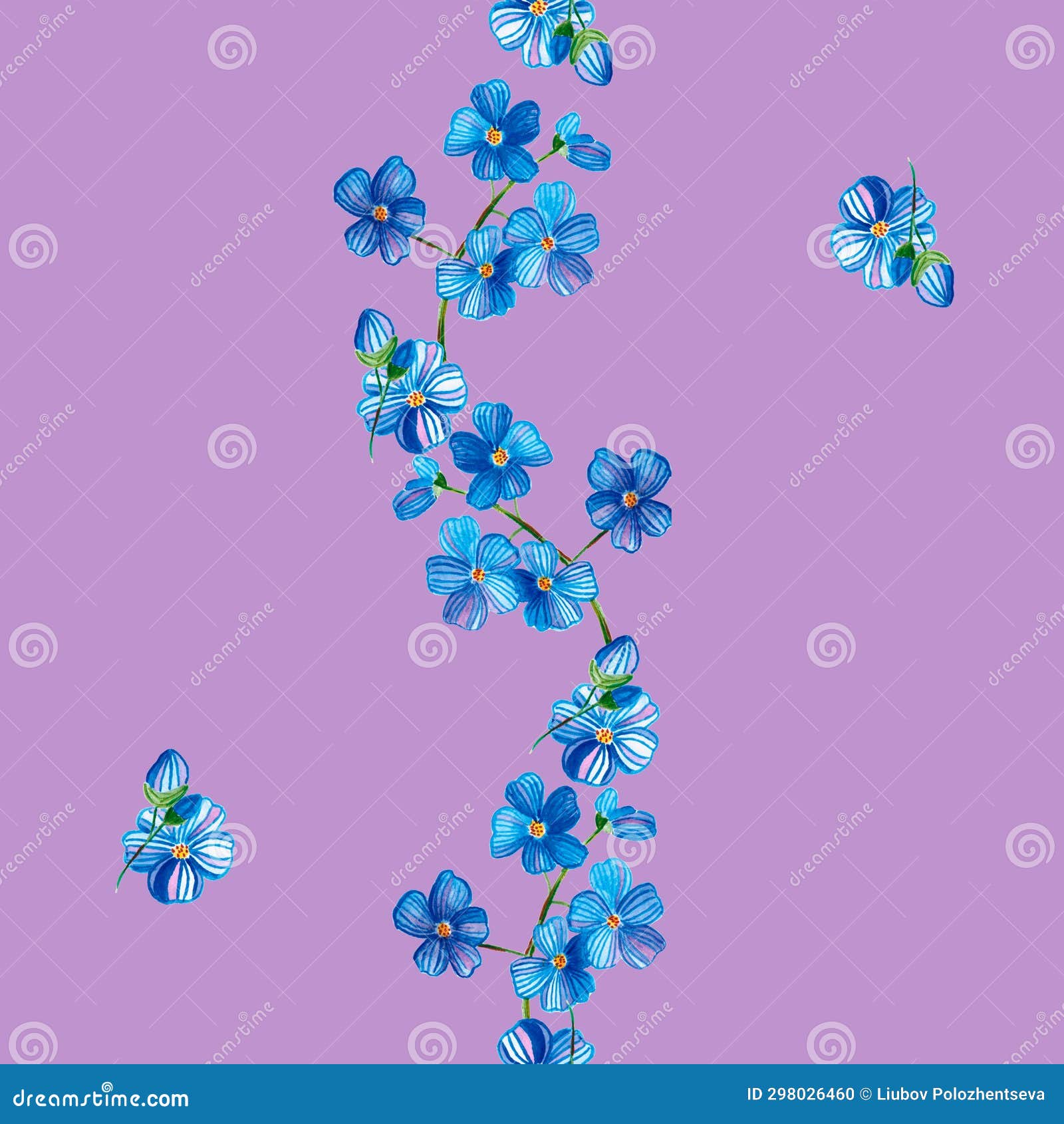 Seamless Pattern with Watercolor Colors Blue - Forget-me-not Stock ...