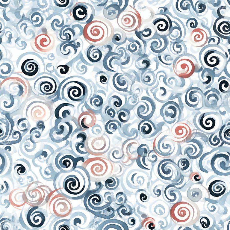 Seamless Pattern with Watercolor Curls. Abstract Work with Patterns of ...