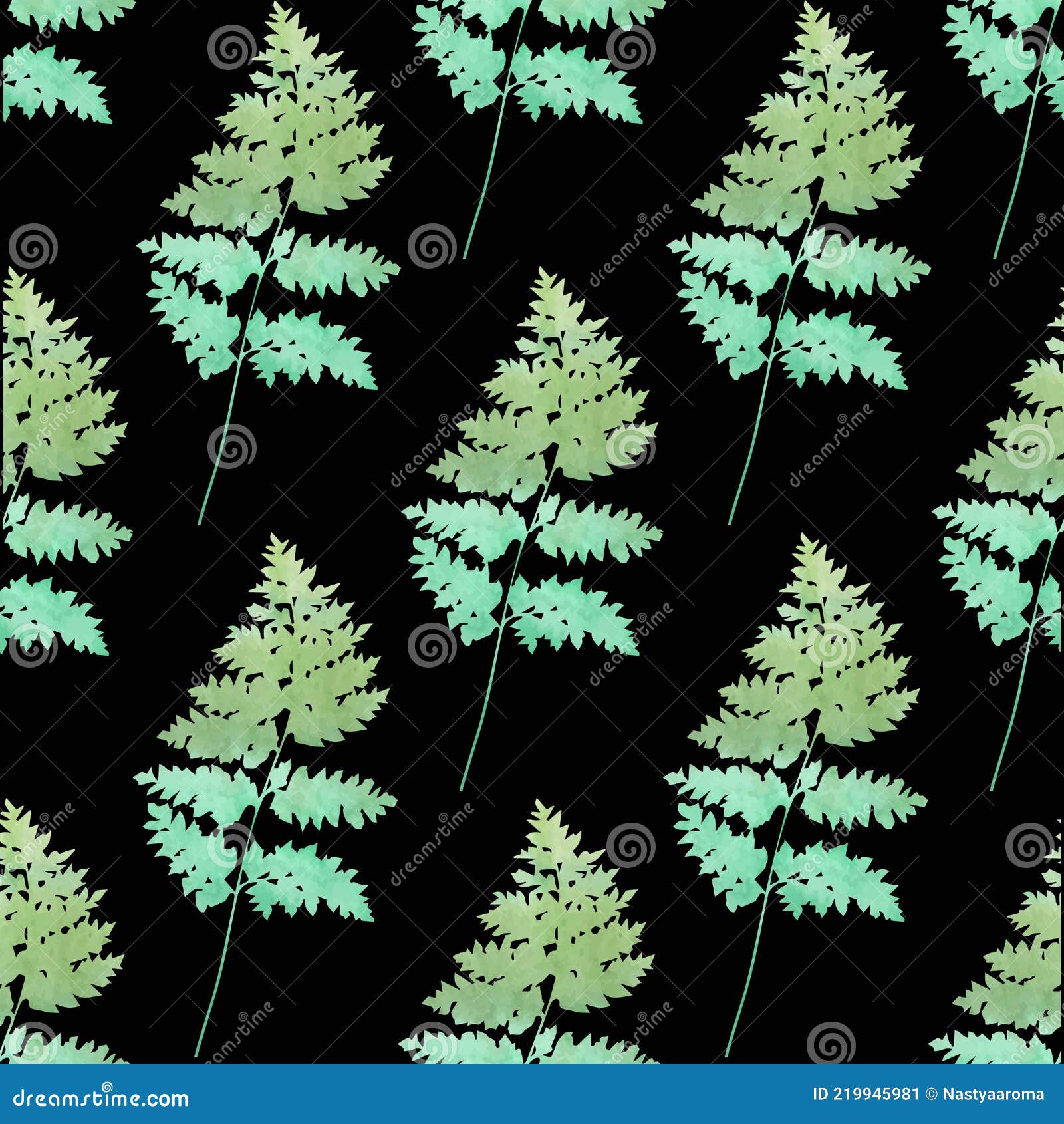 Seamless Pattern of Watercolor Ferns Stock Vector - Illustration of ...
