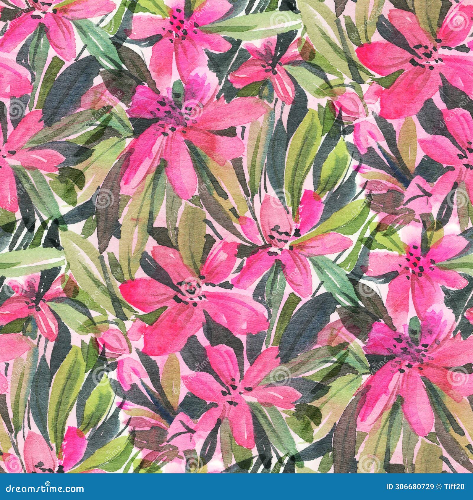 Seamless Pattern with Watercolor Flowers Stock Illustration ...