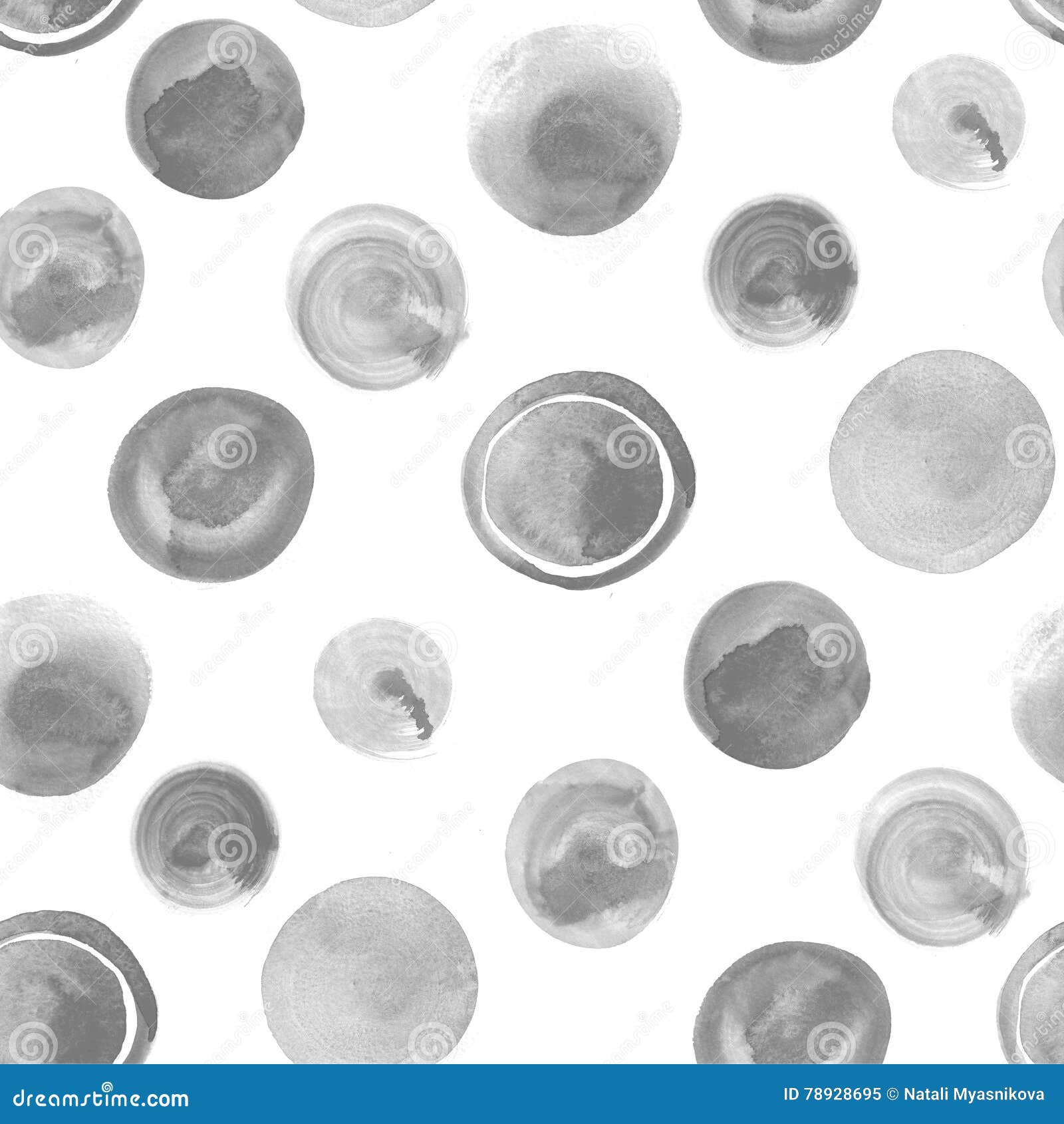 Seamless Pattern of Watercolor Gray Circles. Stock Illustration ...