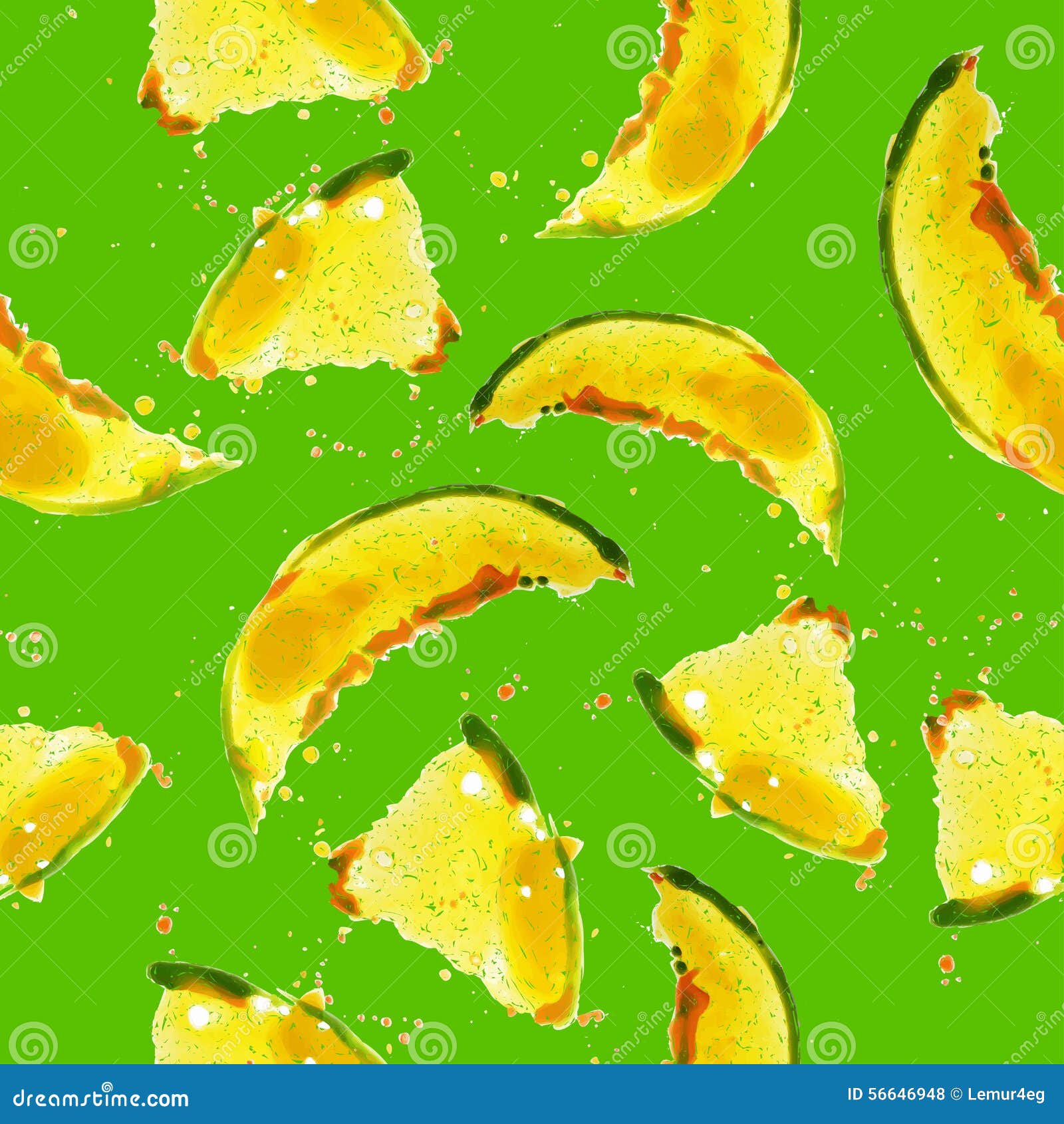 Seamless Pattern of Watercolor Melon Stock Vector - Illustration of ...