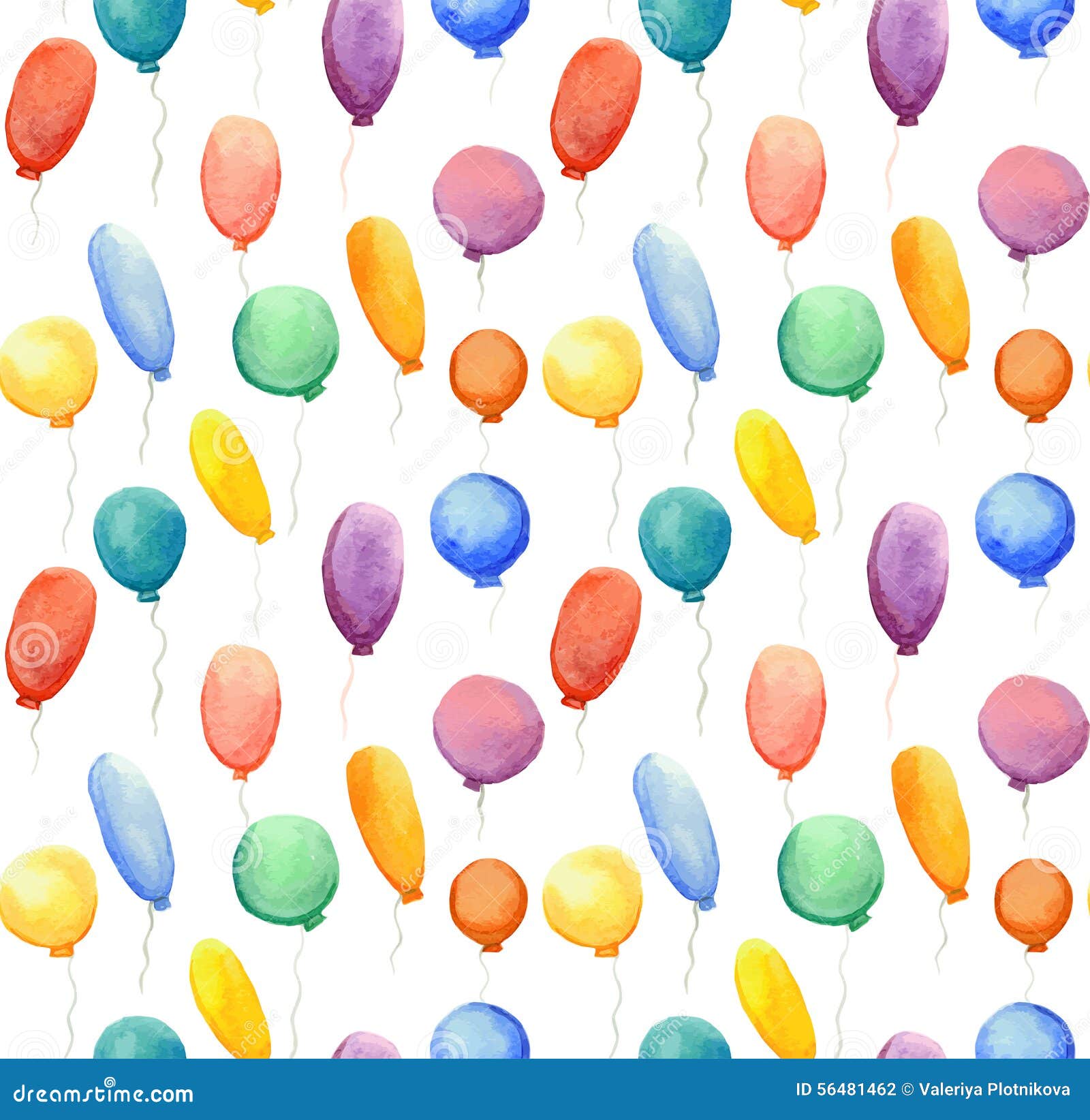 Seamless Pattern with Watercolor Multi-colored Balloons Stock Vector ...