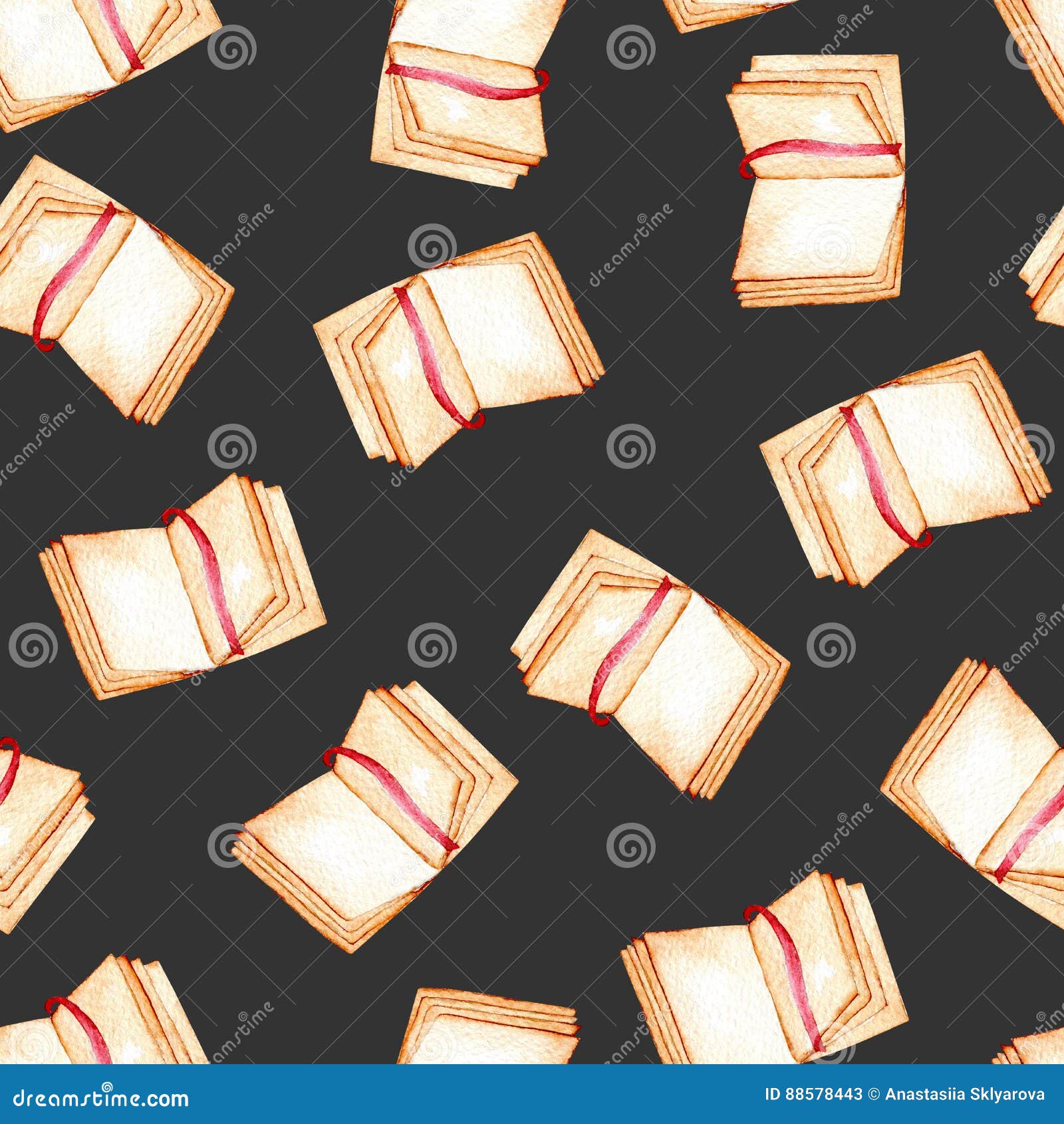 Seamless Pattern with Watercolor Open Notebook Stock Illustration ...