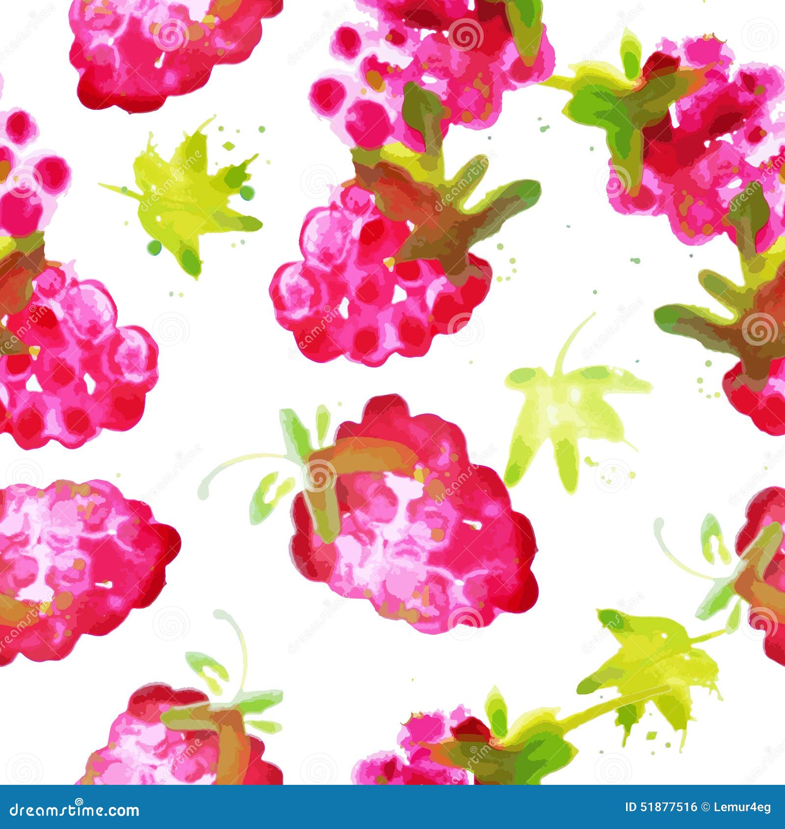 Seamless Pattern of Watercolor Raspberry Stock Vector - Illustration of ...