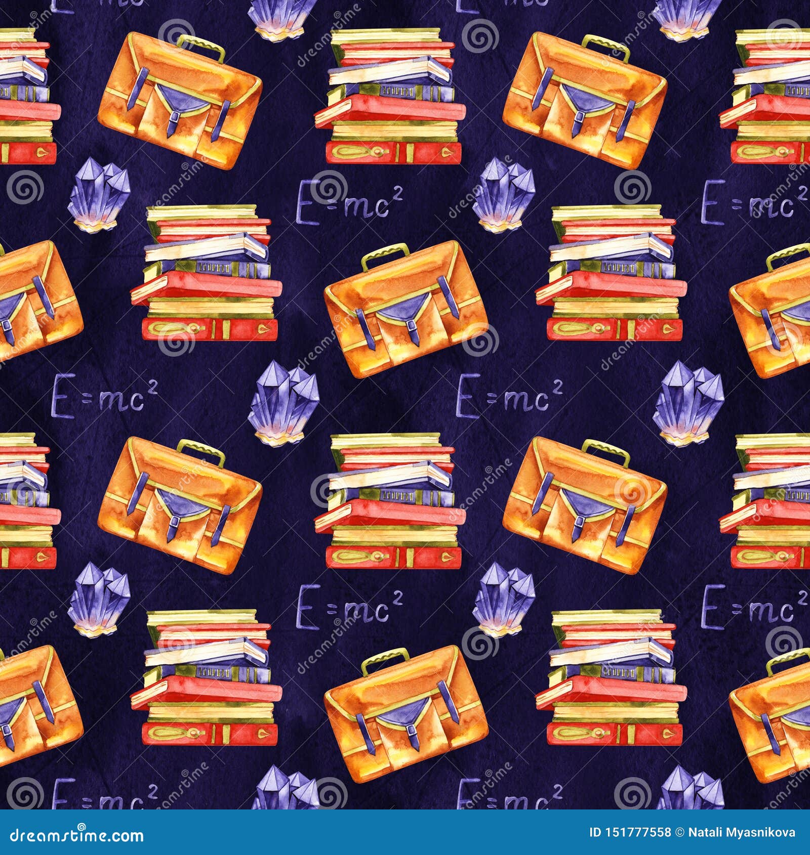 Seamless Pattern with Watercolor Scinece Objects. Education ...