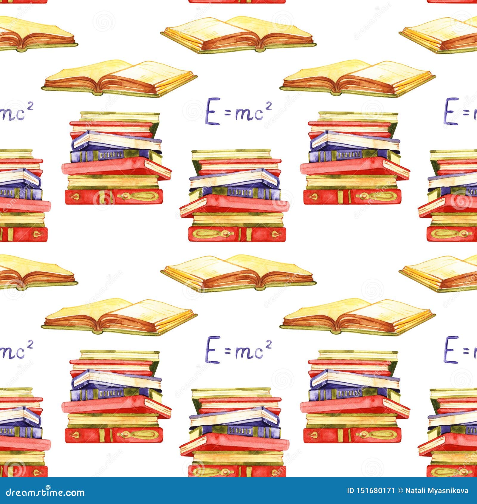 Seamless Pattern with Watercolor Scinece Objects. Education ...