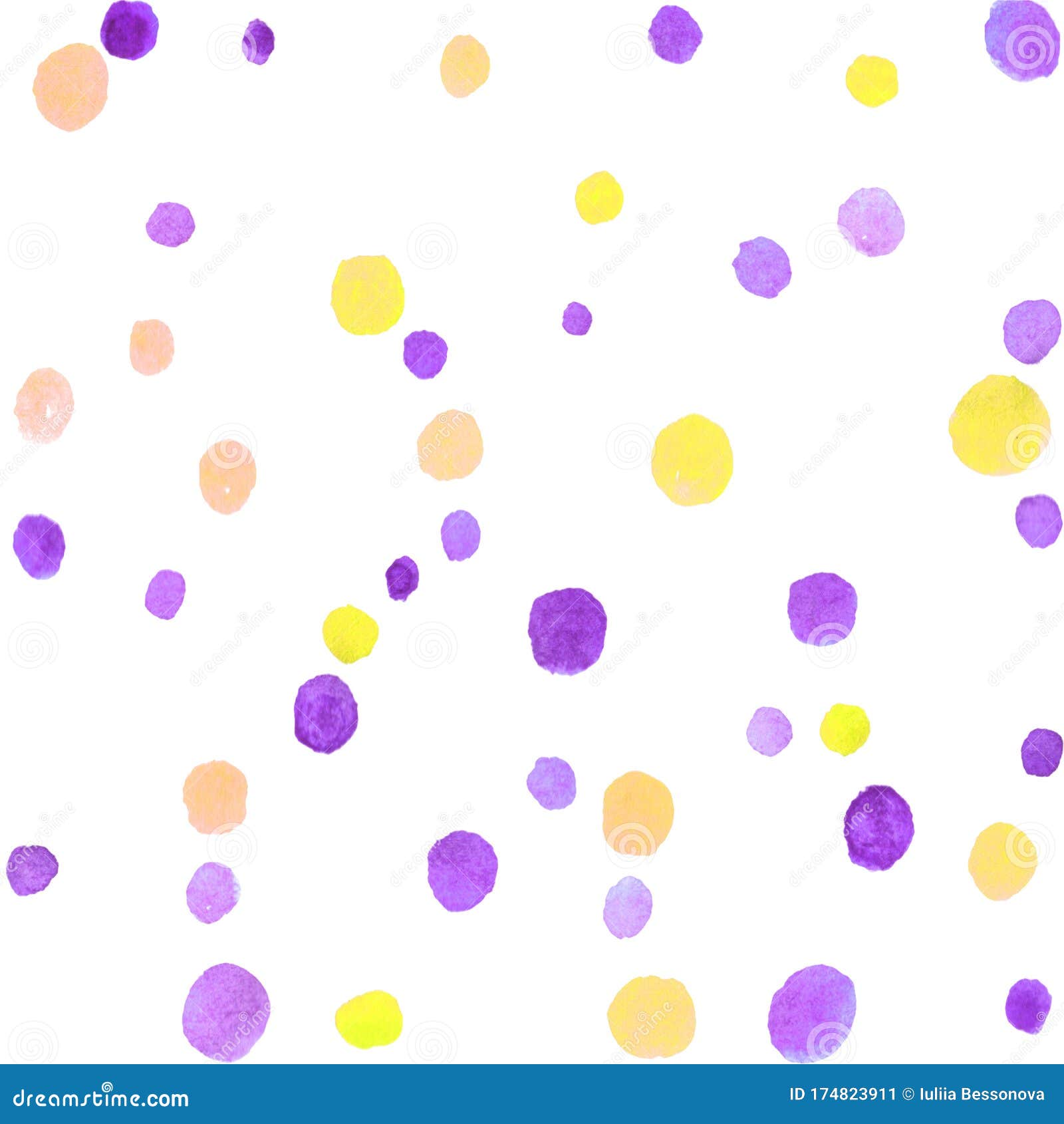 Seamless Pattern with Watercolor Spots Blobs Stains Points Dots Rounds ...