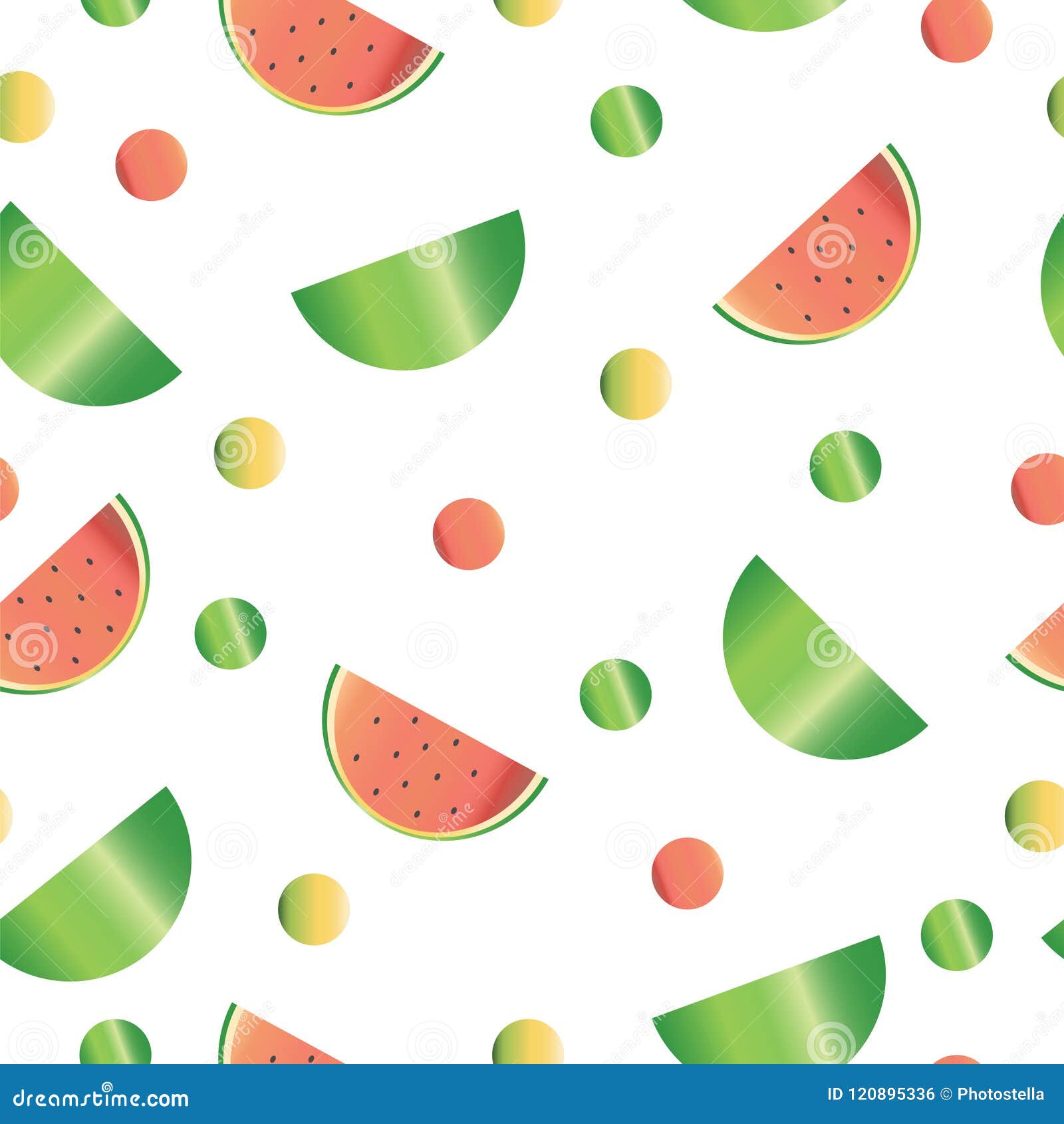 Seamless Pattern with Watermelon and Polka Dots Stock Vector ...