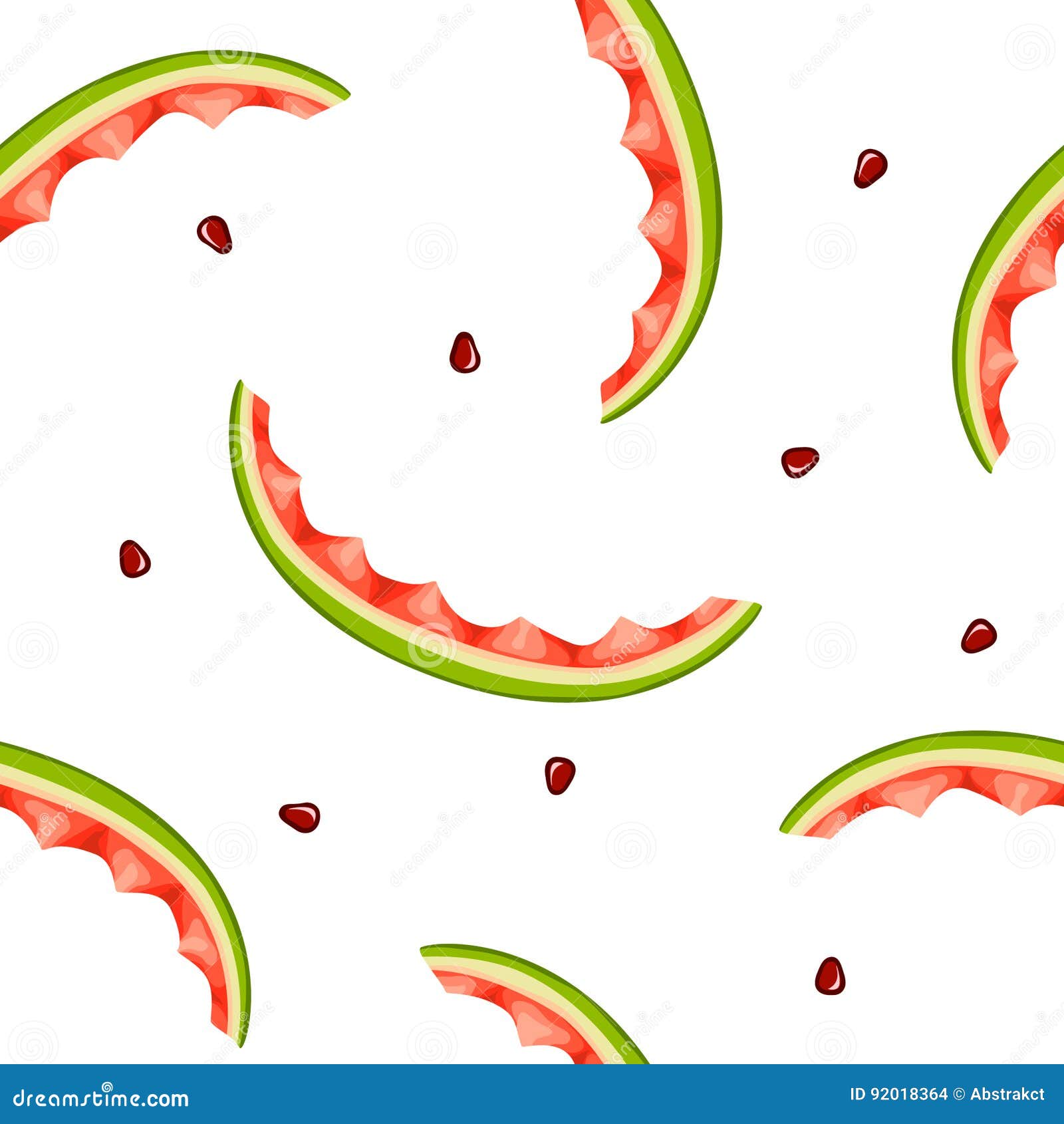 Seamless Pattern of Watermelon Rinds and Seeds on White Background ...