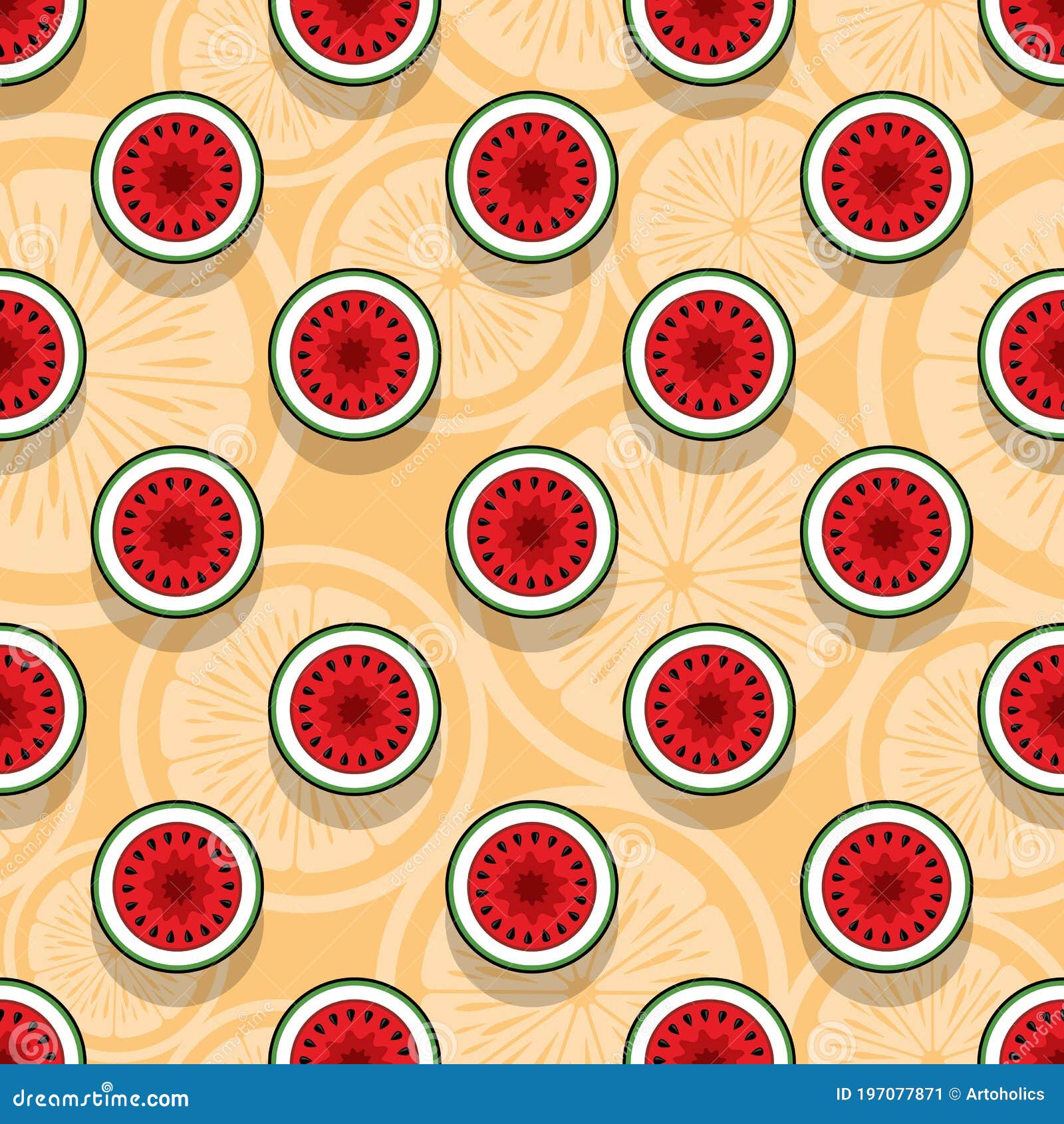 Melon Fruit Slice Graphic Seamless Pattern Stock Vector - Illustration ...