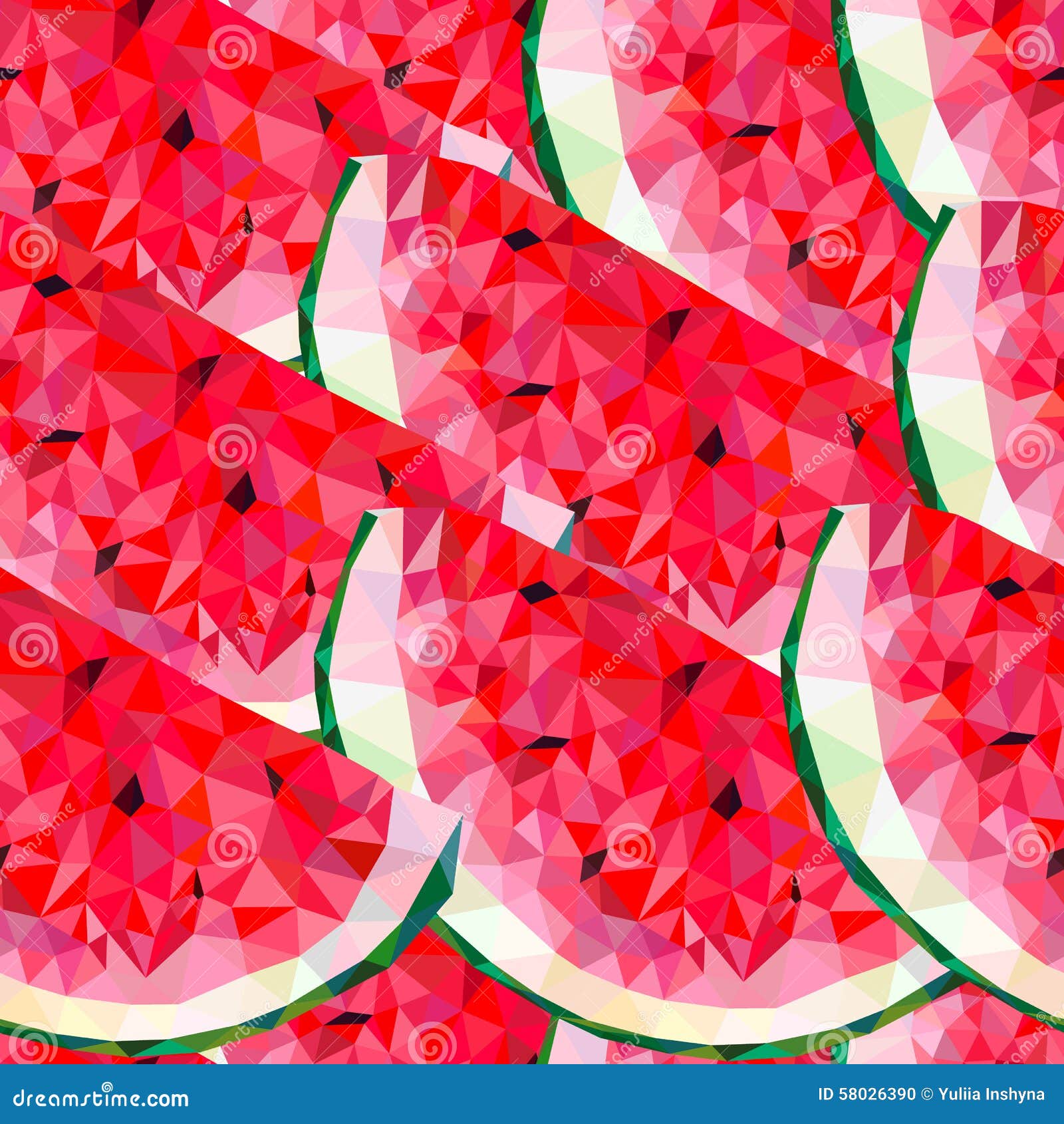 Seamless Pattern with Watermelon Triangles Stock Vector - Illustration ...