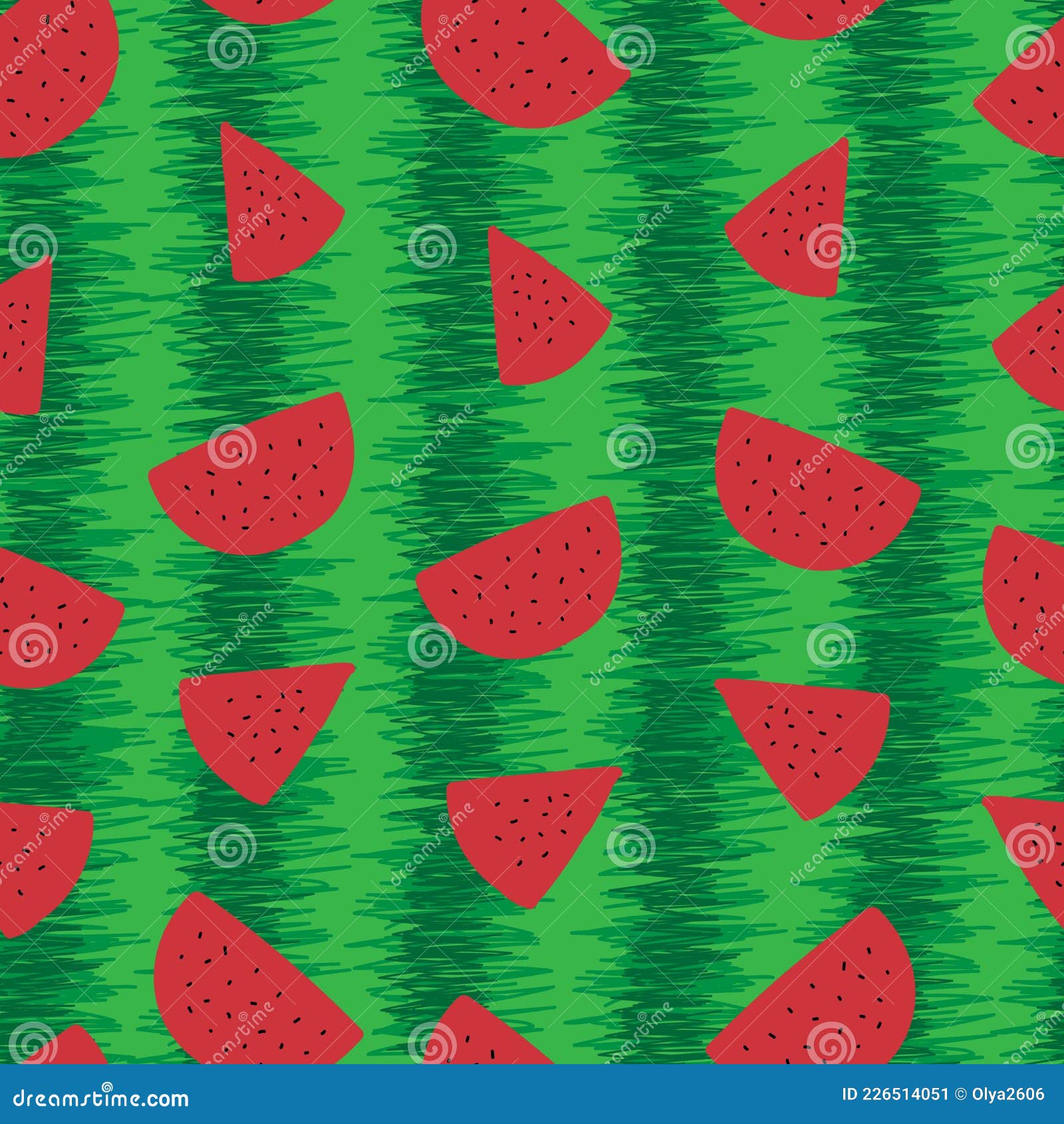 Pattern of Watermelons on Green Striped Rind Background, Watermelon ...