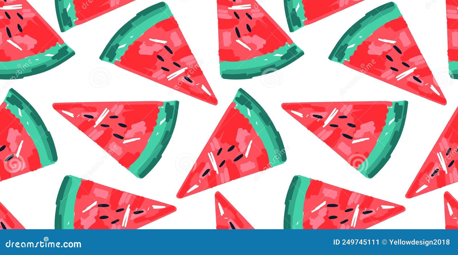 Seamless Pattern with Watermelons. Hand Drawn Watermelon Slices Endless ...