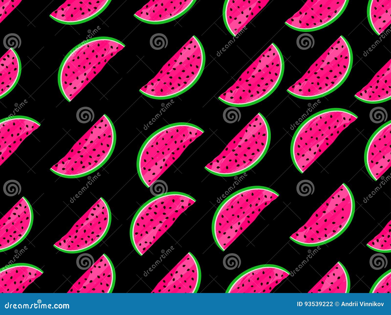 Seamless Pattern with Watermelons. Slices of Watermelon with Seeds ...