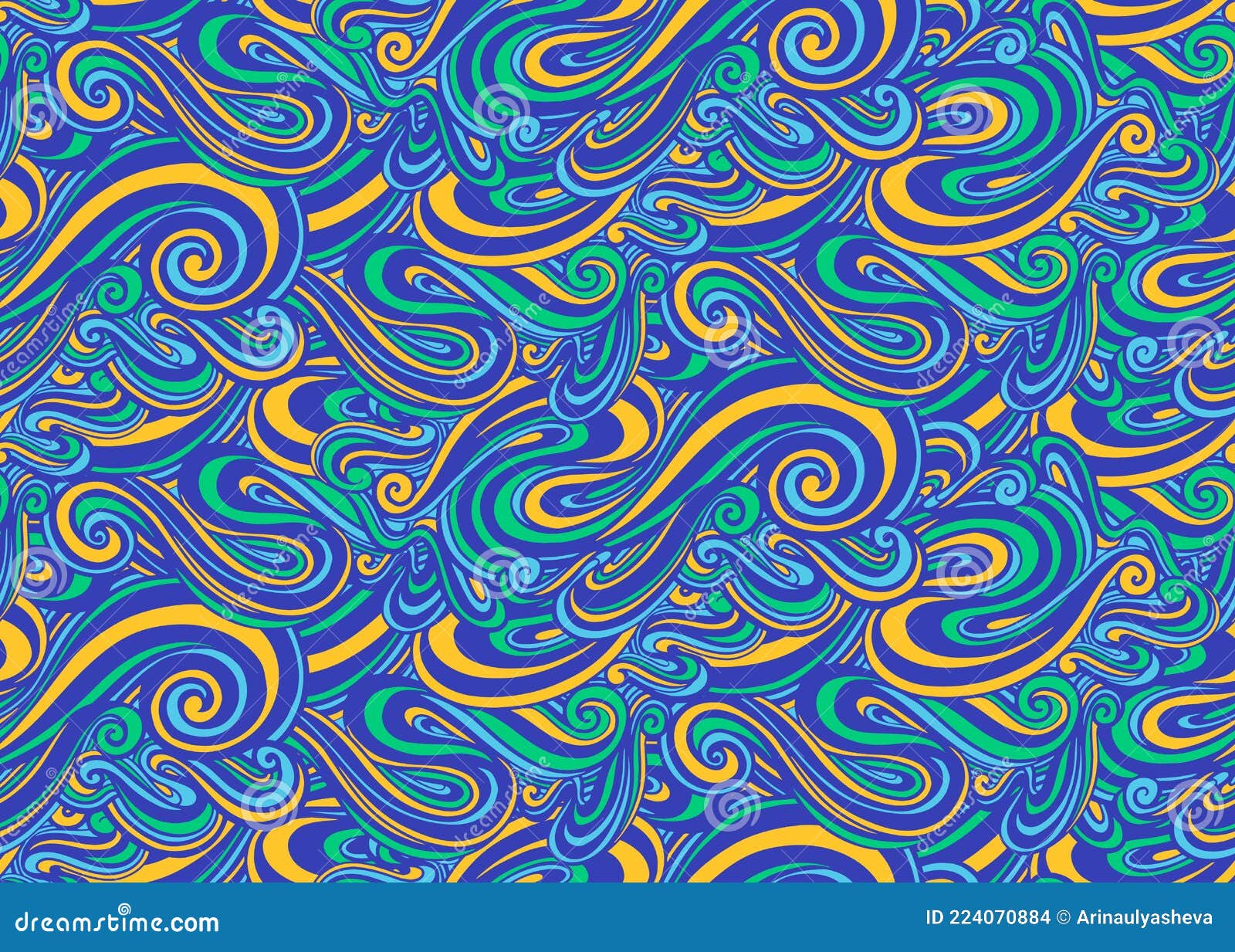 Seamless Pattern Wave Abstract.Line Drawing Style.Fashion Textile ...