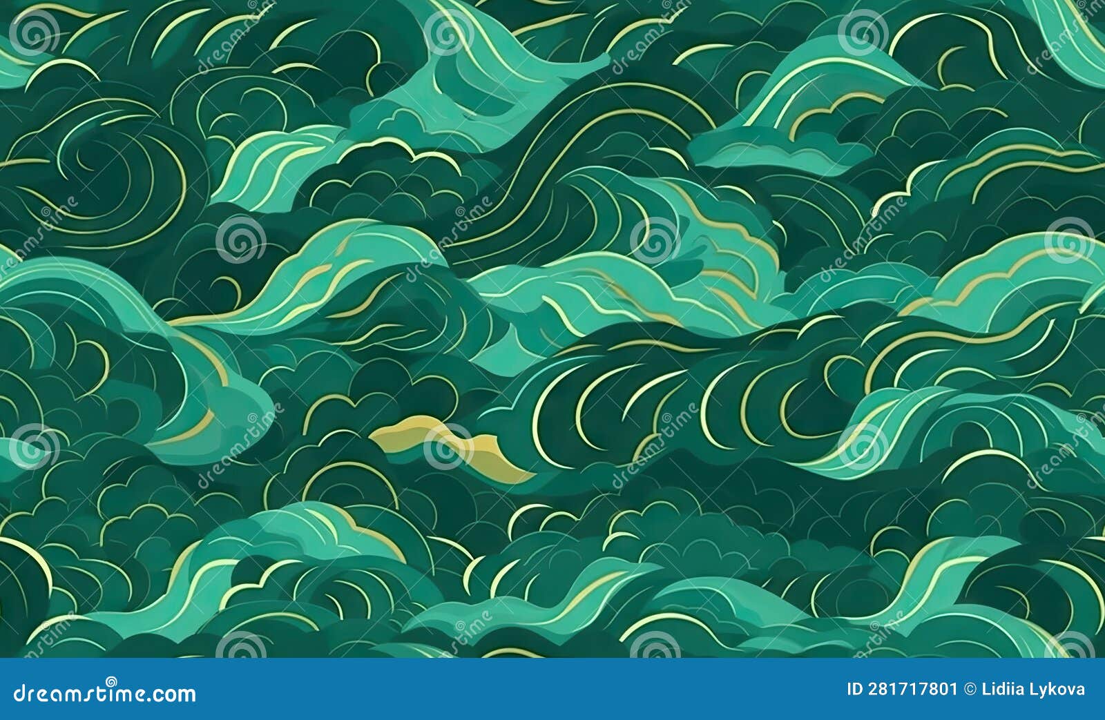 Seamless Pattern Wave. Japanese Texture Stock Illustration ...