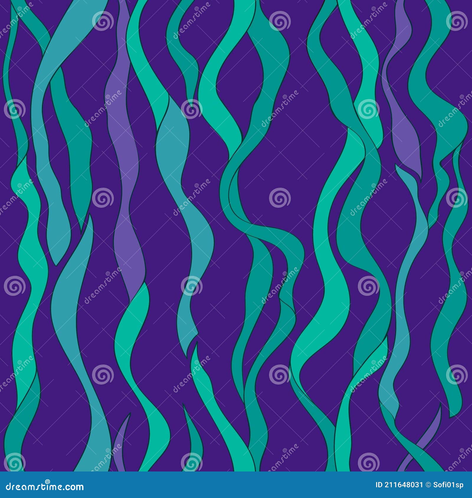 Seamless Pattern Seaweed Ocean Sea Background. Illustration Fabric ...