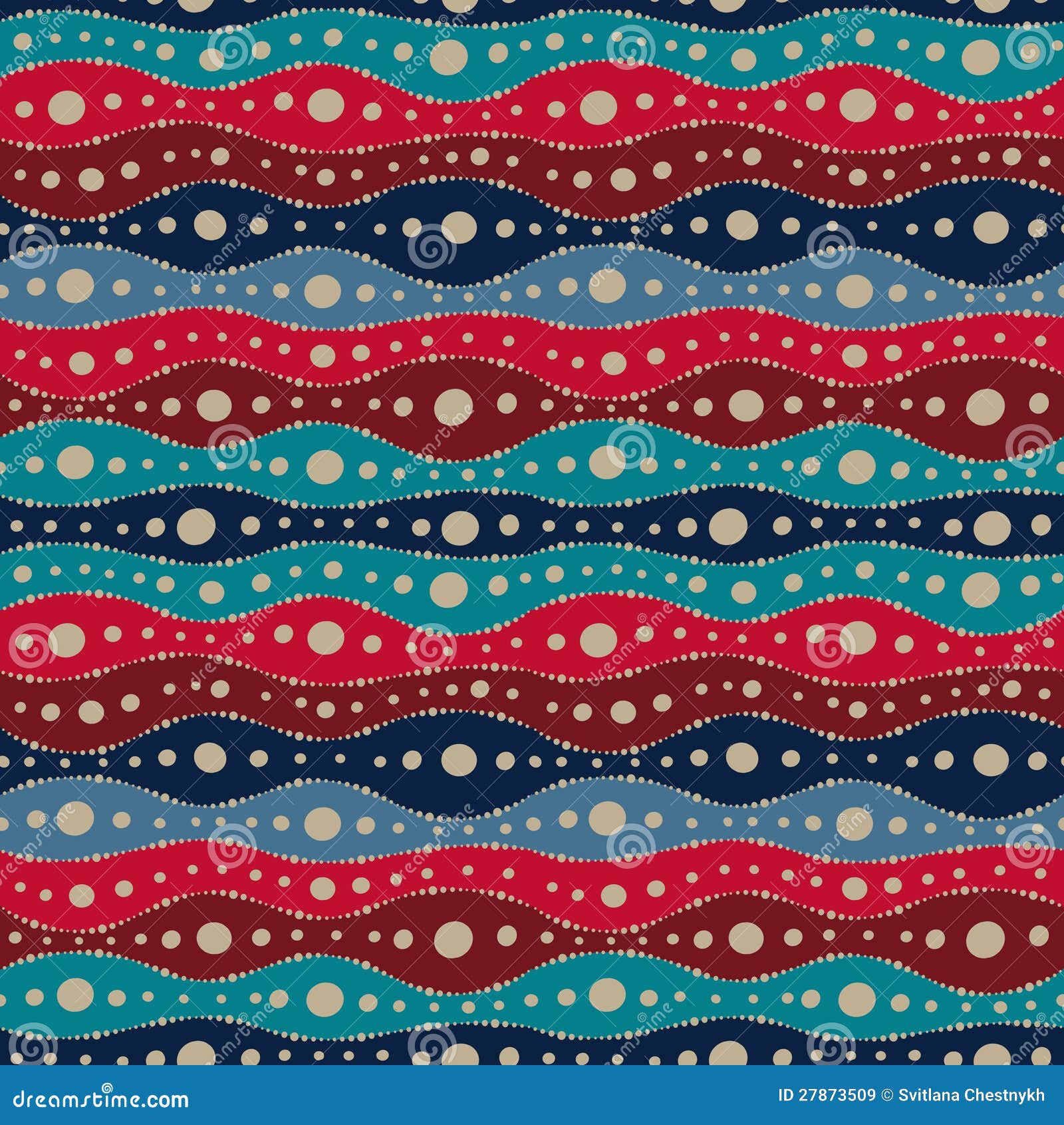 Seamless Pattern with Waves and Dots Stock Vector - Illustration of ...