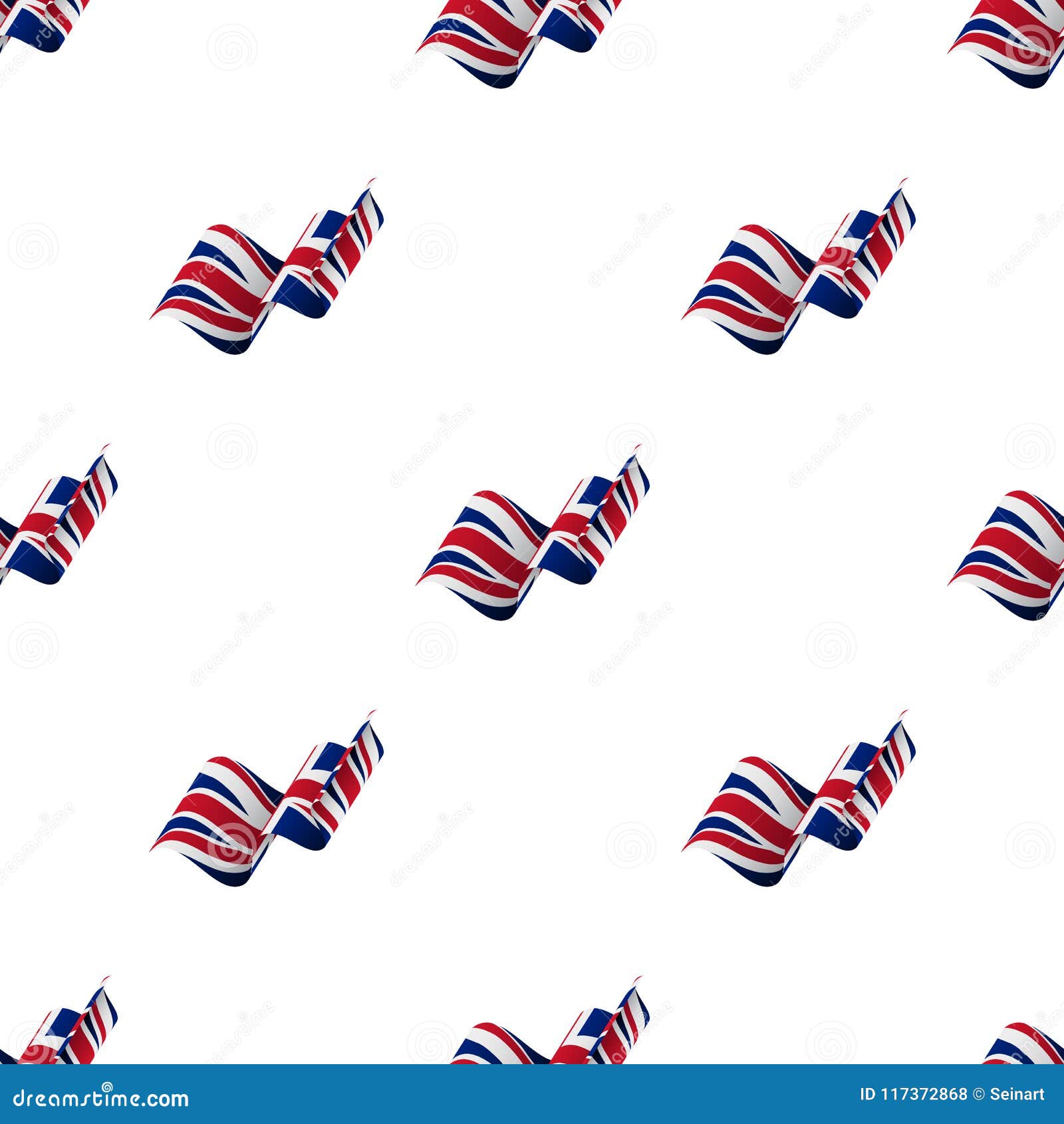 Seamless Pattern with Waving Flag. Flag of Great Britain. Vector ...